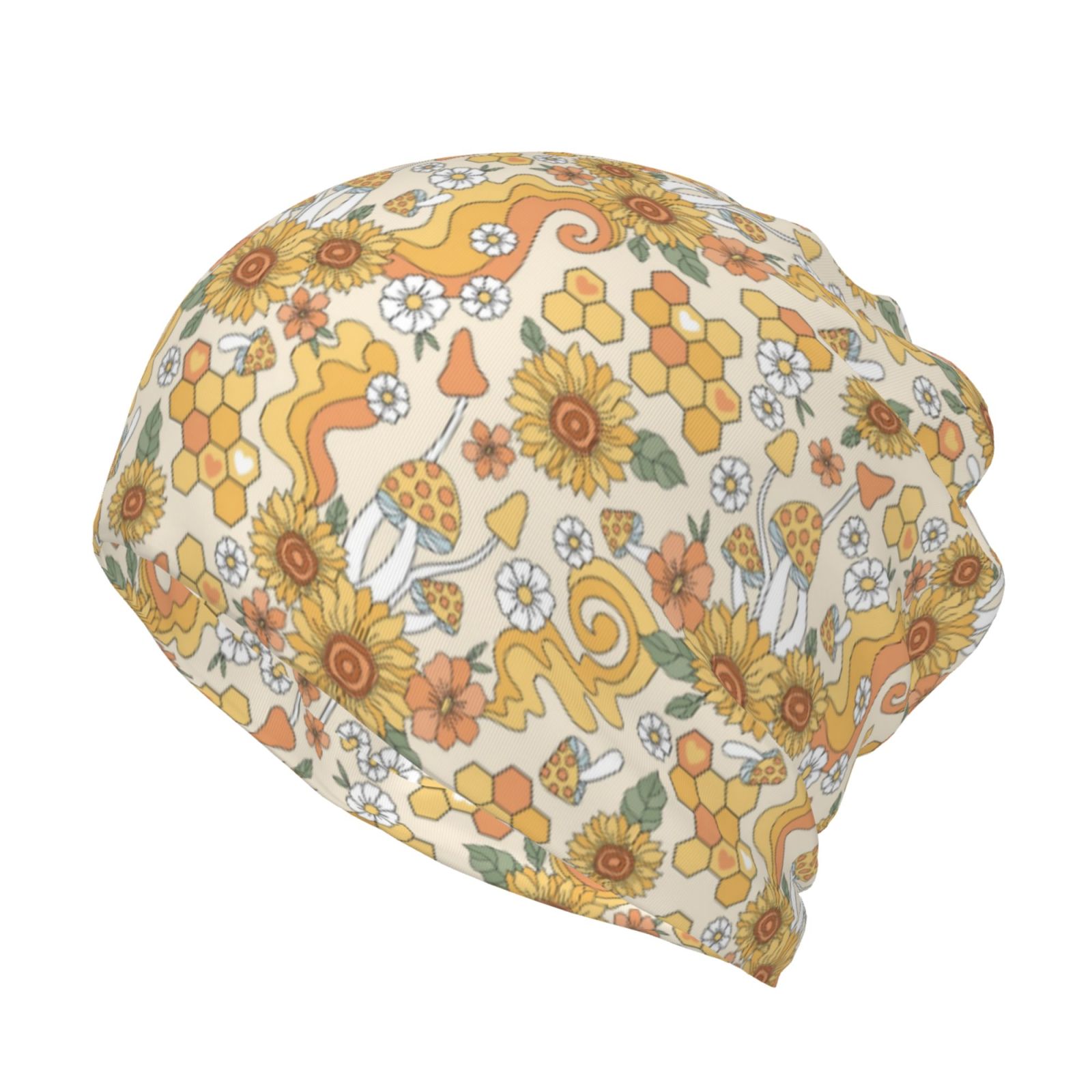 Rateoe Groovy Hippie Flower Mushrooms Cotton Slouchy Beanie Hat for Men ...