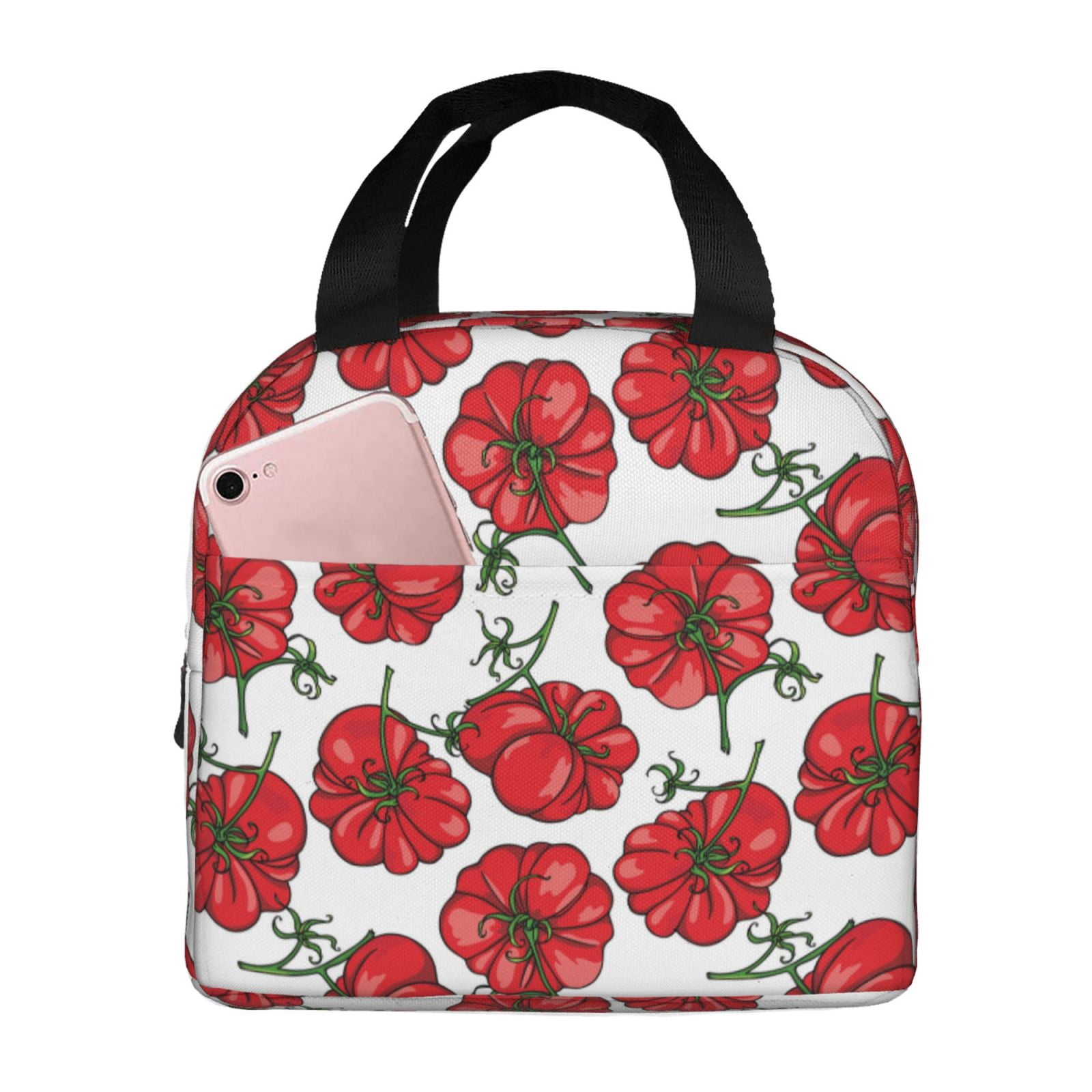 Rateoe Hand Drawn Tomatoes Pattern Insulated Lunch Bag with Thick ...