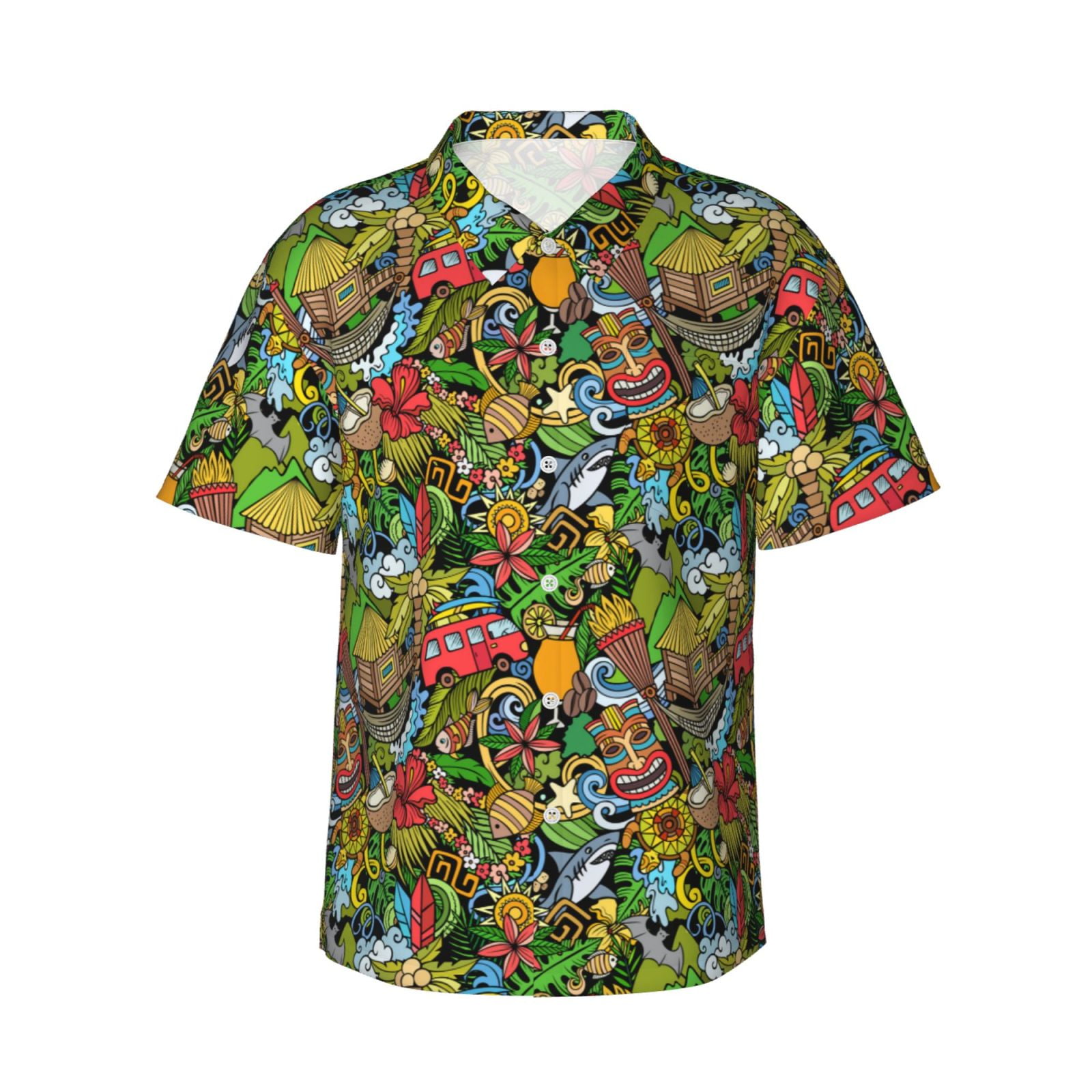 Rateoe Hawaiian Culture Symbols 1 Pattern Men’s Hawaiian Shirt – Short ...