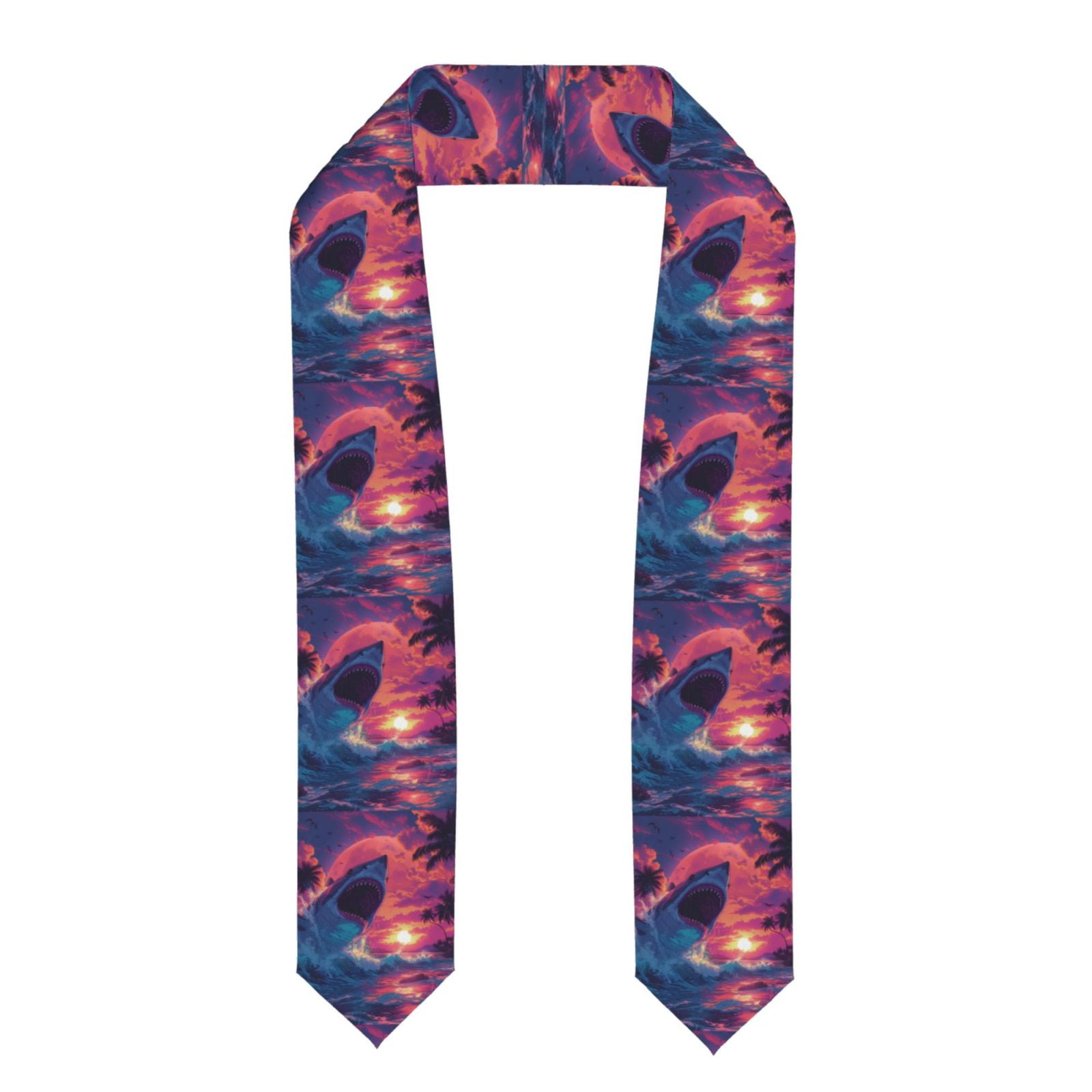 Rateoe Hawaiian Island Beach Shark Pattern Graduation Shawl Stole ...