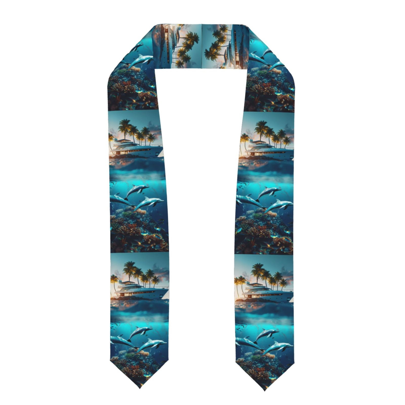 Rateoe Hawaiian Ship Dolphin Pattern Graduation Shawl Stole – Elegant ...