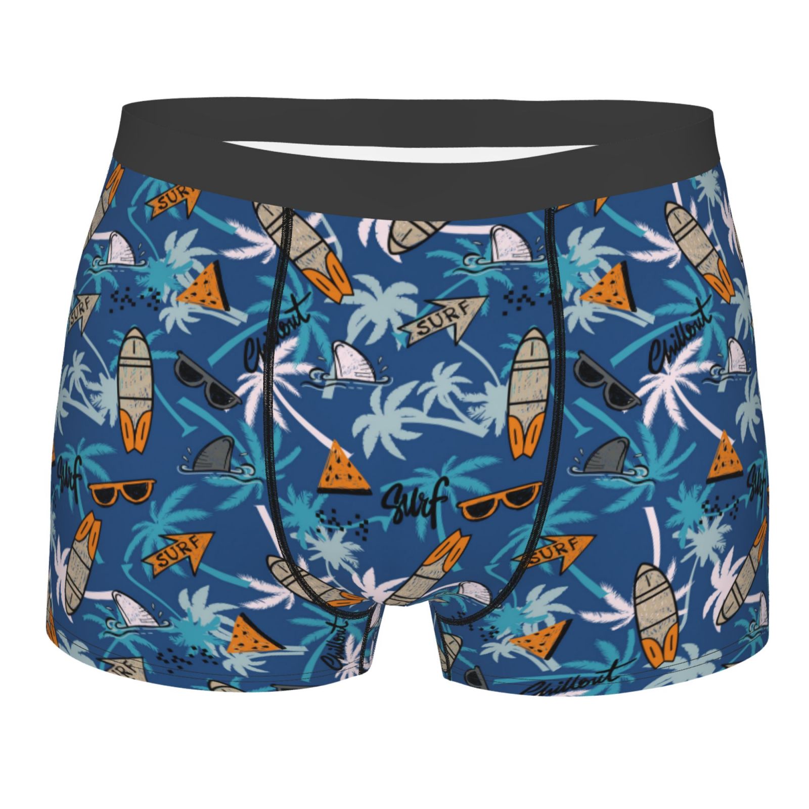 Rateoe Hawaiian Style Mens Boxer Briefs Poly Spandex Performance Boxer ...