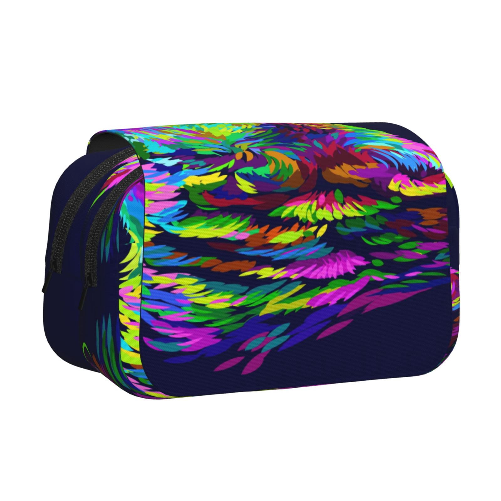 Rateoe Howling Wolf Pattern Double Clamshell Pen Case, Storage ...