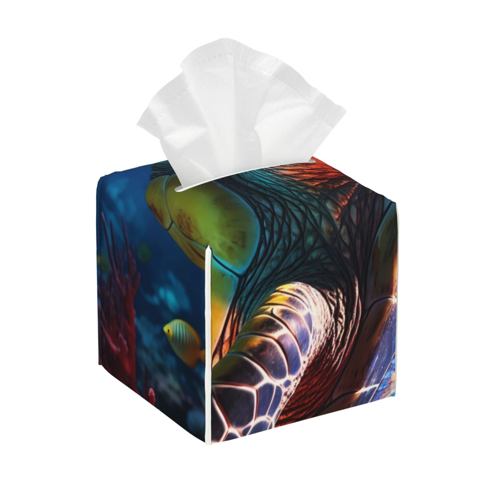 Rateoe Ice Blue Ocean Sea Turtle Pattern Tissue Box Cover, Modern ...