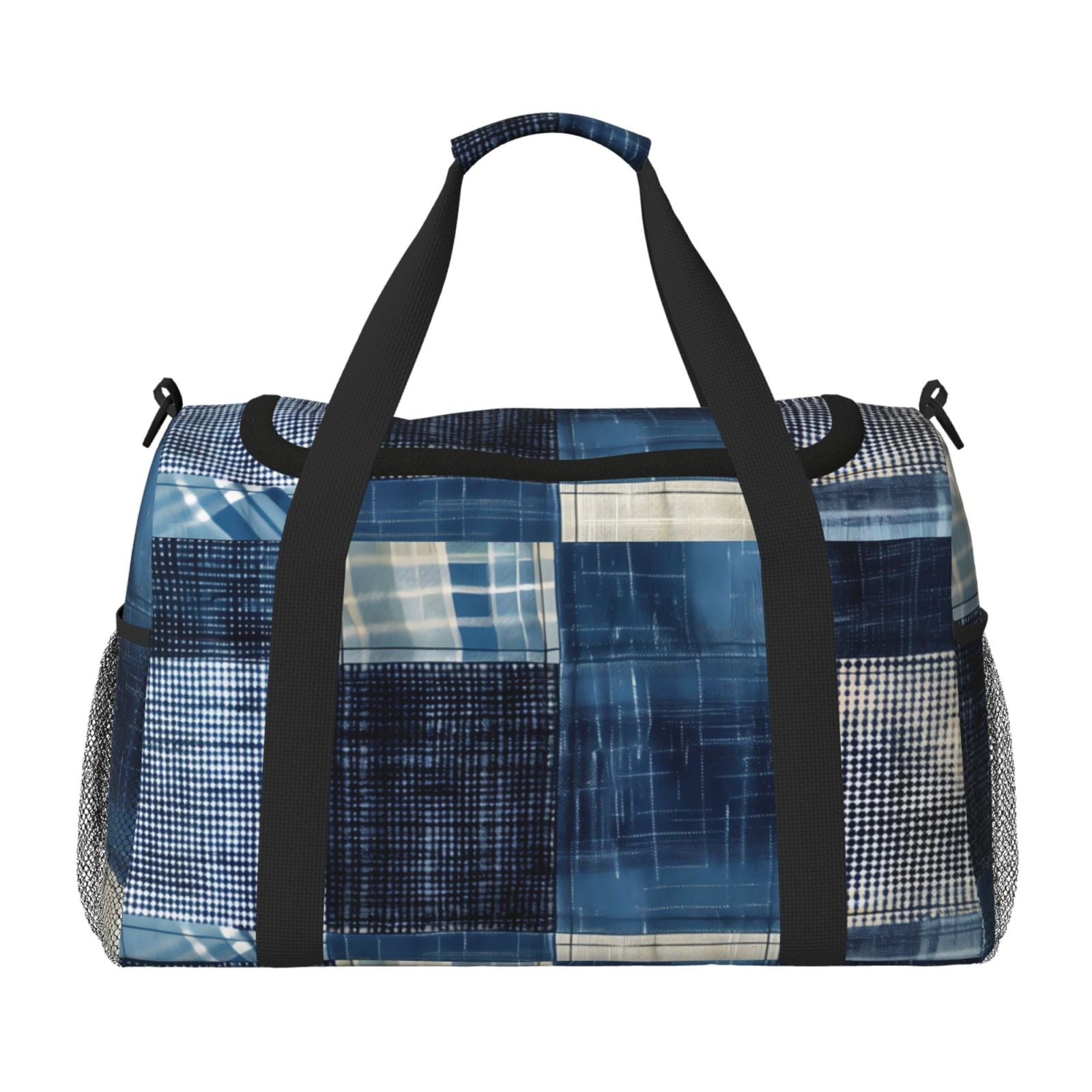 Rateoe Indigo Patchwork Quilt Pattern Gym Bag for Women, Duffle Bag for ...