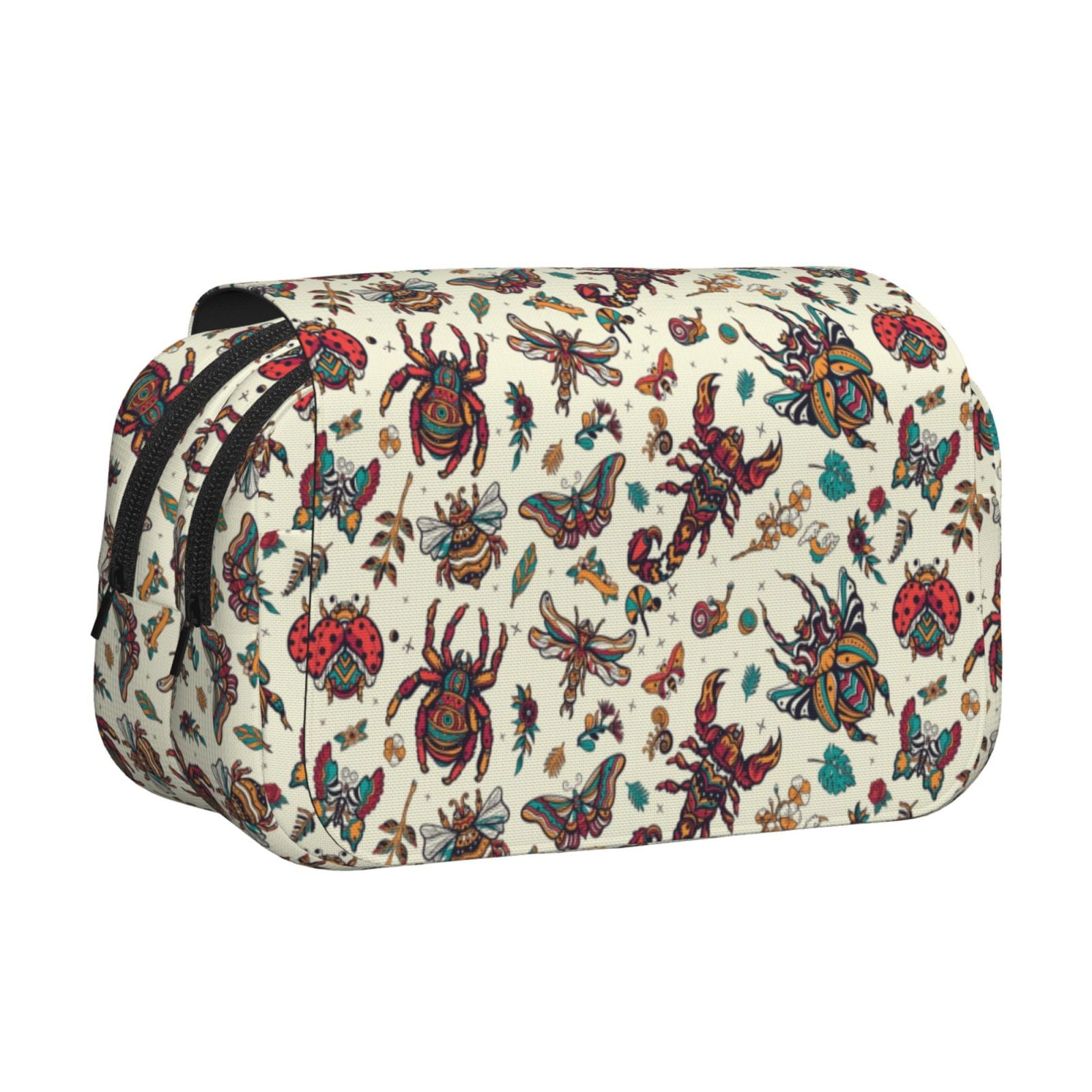 Rateoe Insects A Pattern Double Clamshell Pen Case, Storage Organizer ...