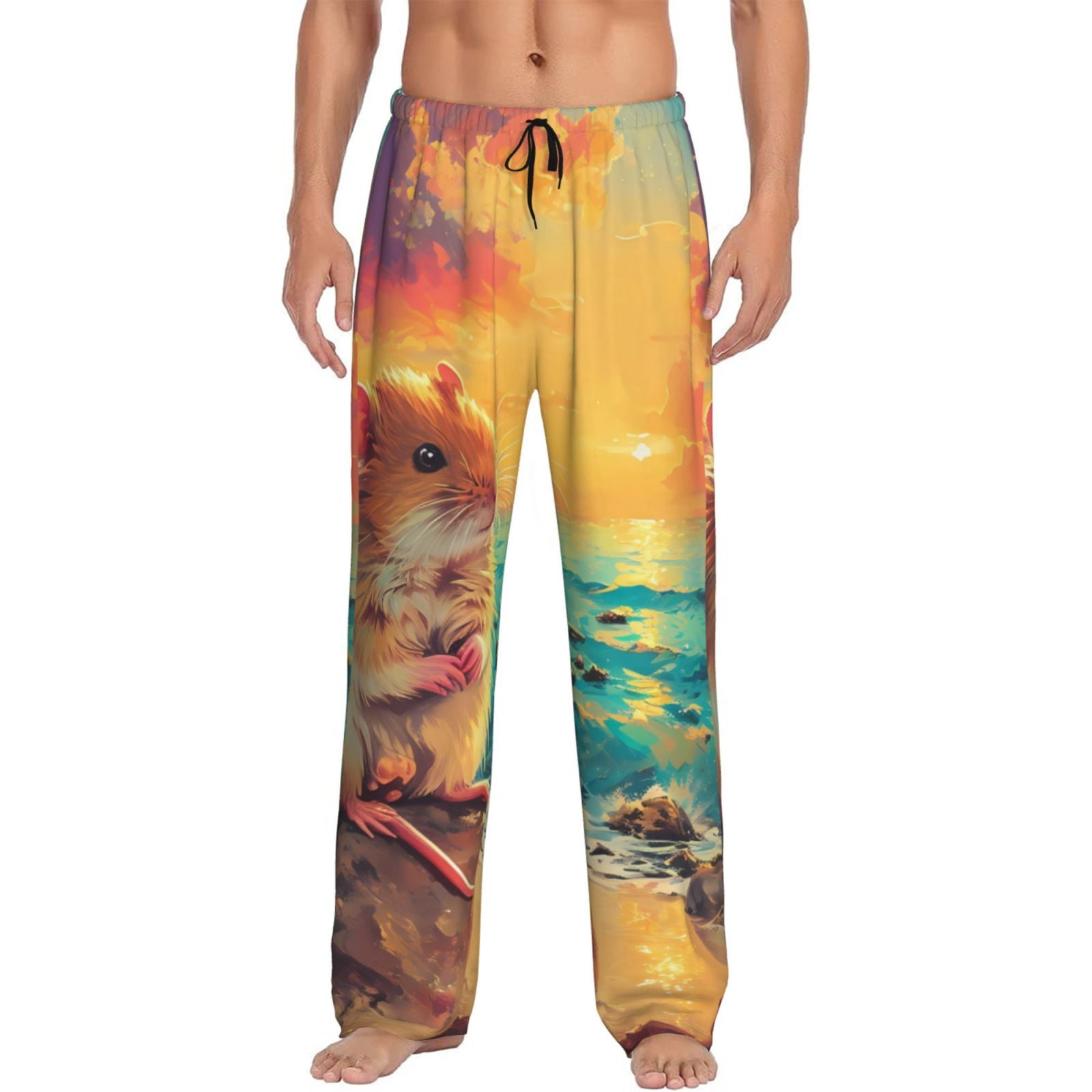 Rateoe Island Beach Guinea Pig Pattern Men’s Ultra-Soft Comfy Pajama ...