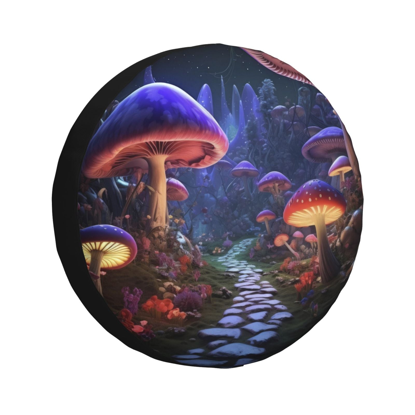Rateoe Jungle Path Glowing Mushrooms Pattern Tire Cover Wheel ...