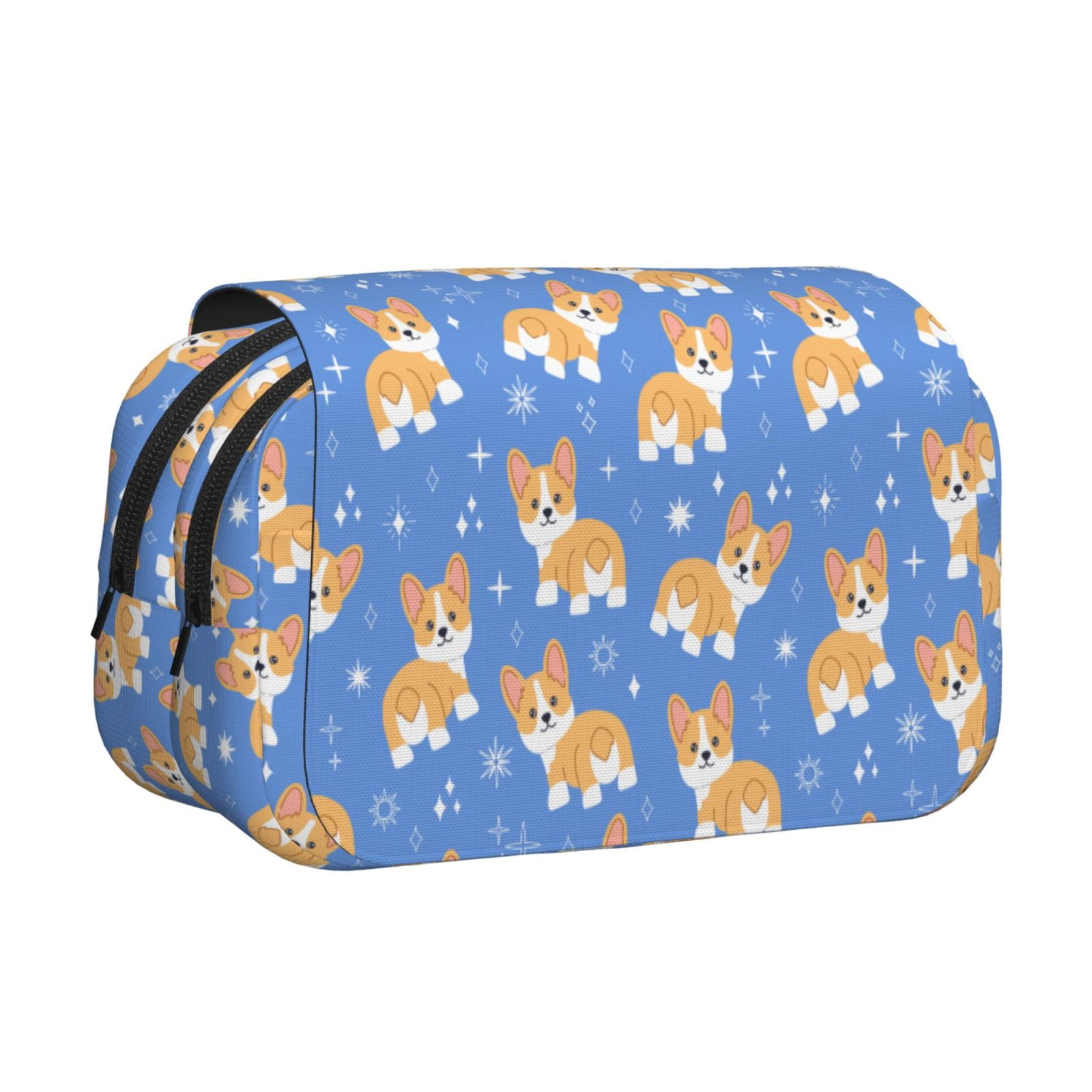 Rateoe Kawaii Corgi Pattern Double Clamshell Pen Case, Storage ...