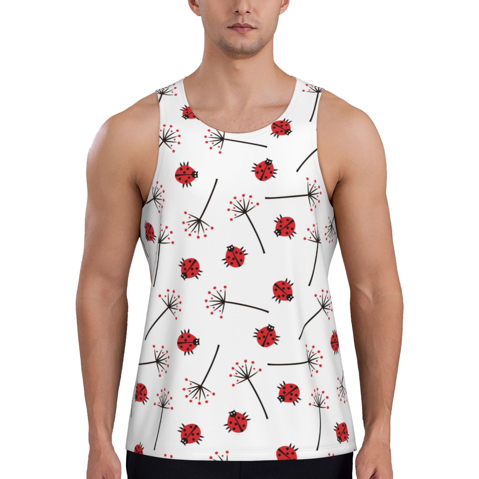 Rateoe Ladybug With Dandelion Pattern Sleeveless Gym Shirt Muscle Tee ...