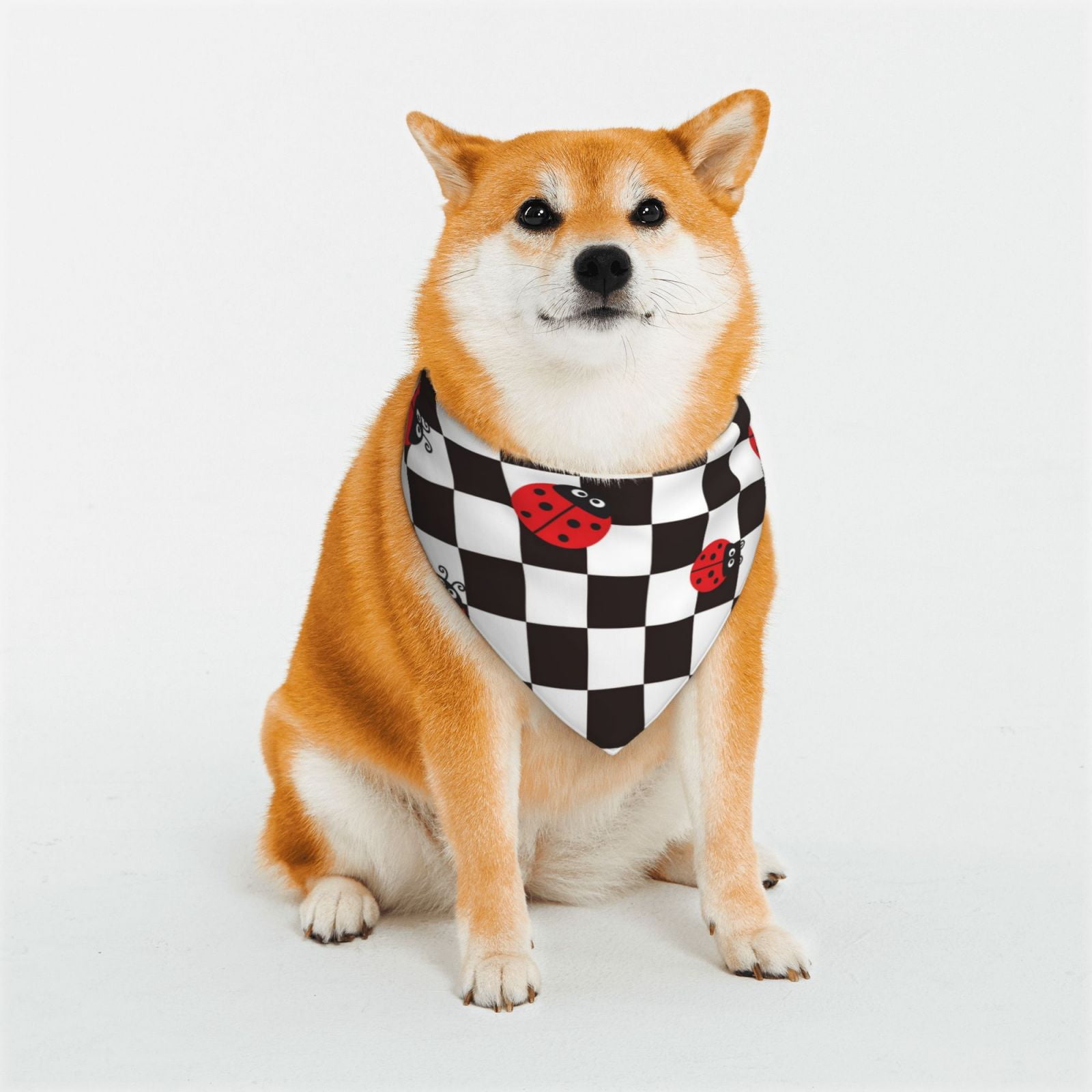 Rateoe Ladybugs Of Black And White Checkers Print Pet Scarf for Dogs ...