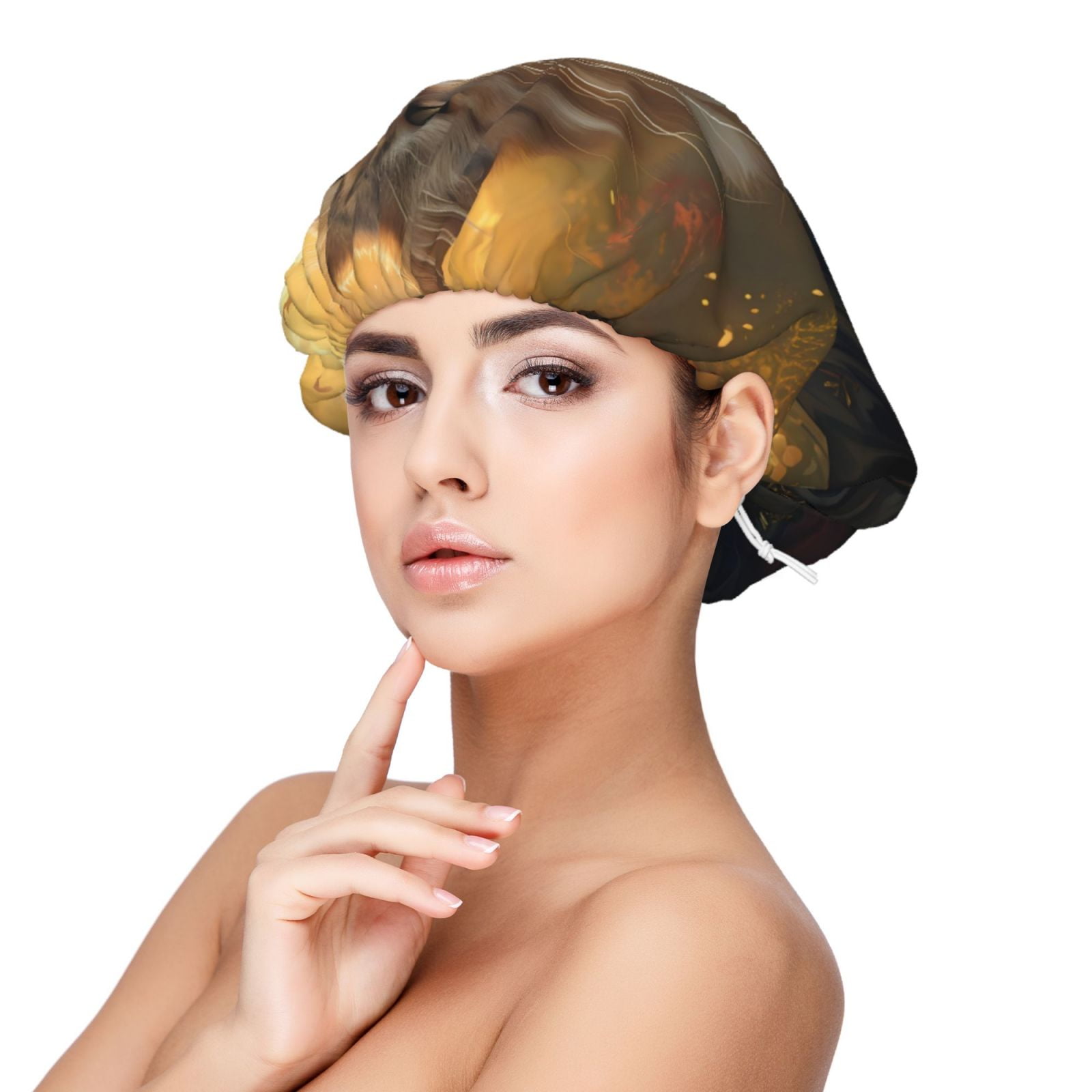 Rateoe Lakeside Flower Field Cat Pattern Silk Satin Hair Bonnet for ...