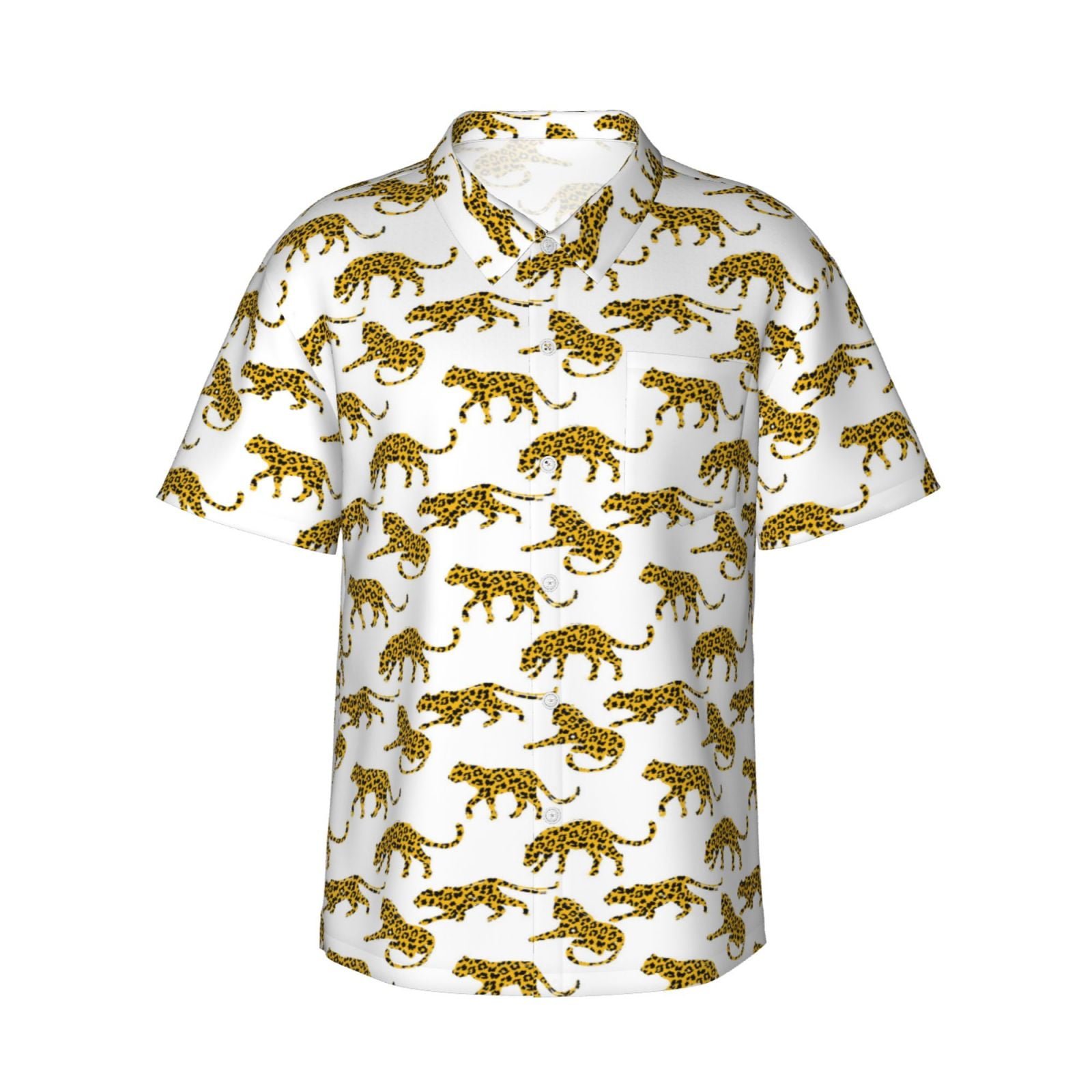 Rateoe Leopard Print Pattern Men’s Hawaiian Shirt – Short Sleeve Button ...