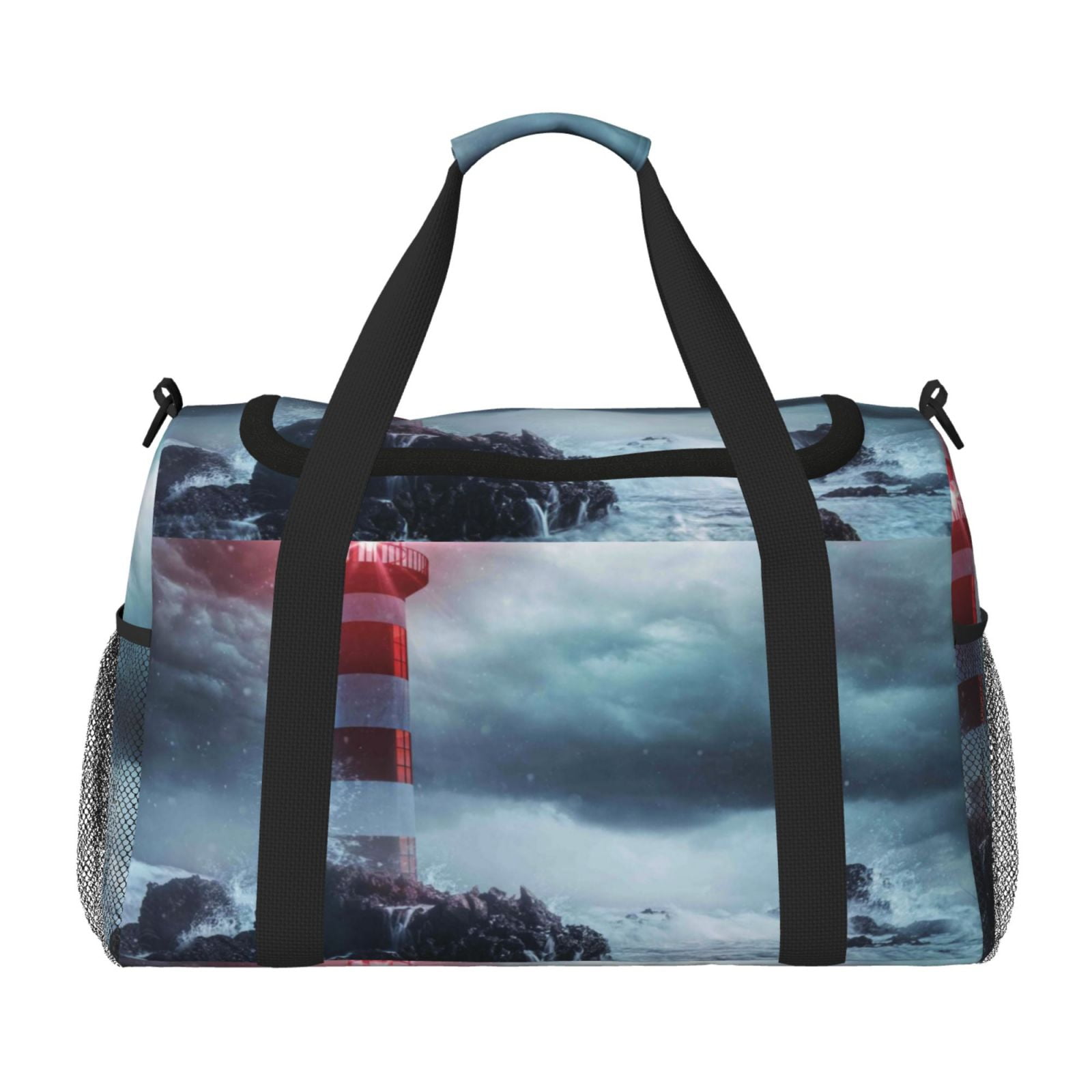 Rateoe Lighthouse in a Stormy Sea Pattern Gym Bag for Women, Duffle Bag ...