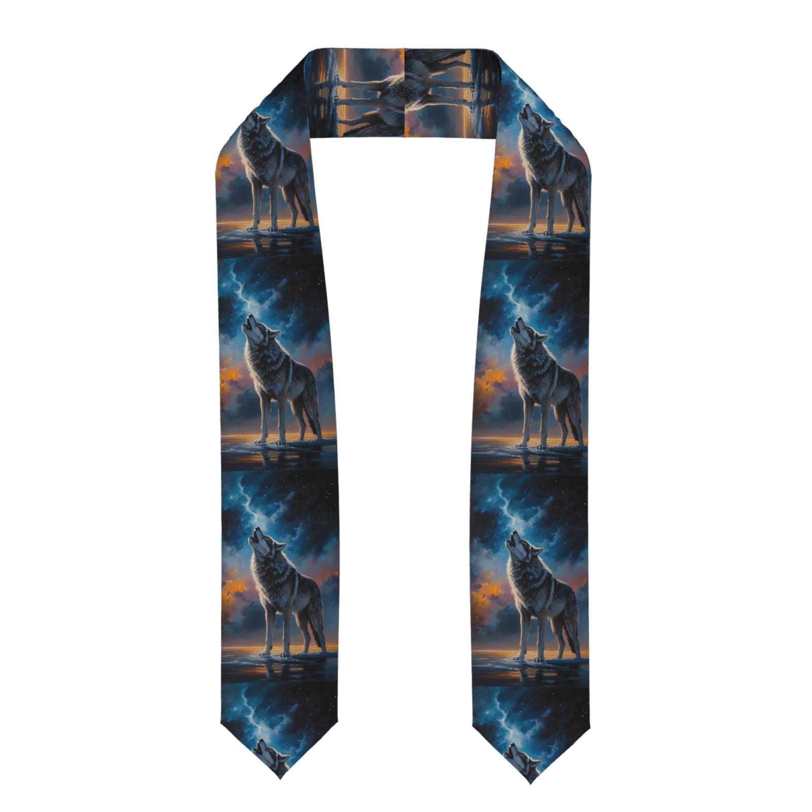 Rateoe Lonely Night Sky Wolf Pattern Graduation Shawl Stole – Elegant ...