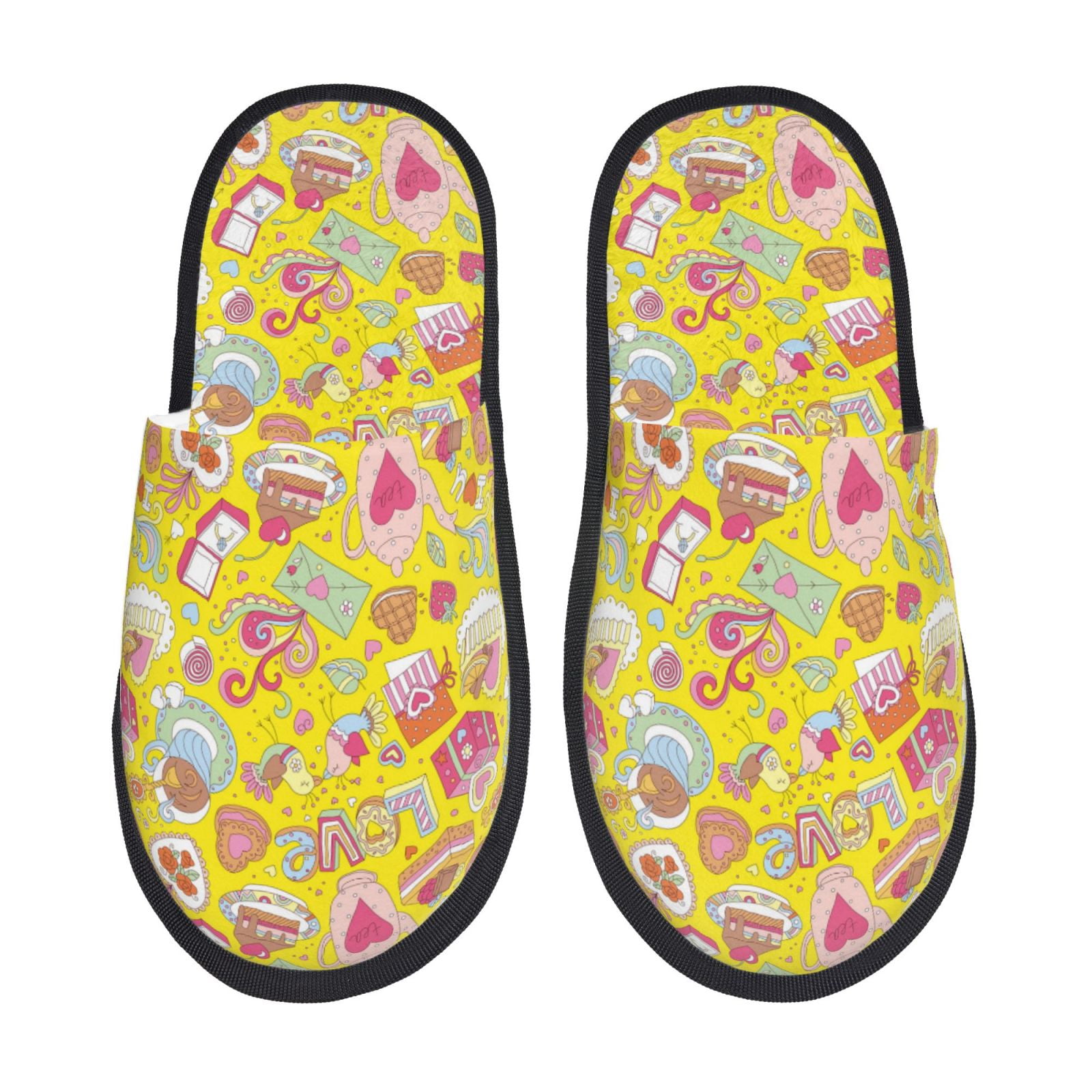 Rateoe Love Heart1 Pattern Fuzzy Slippers Fuzzy Soft House Slippers ...