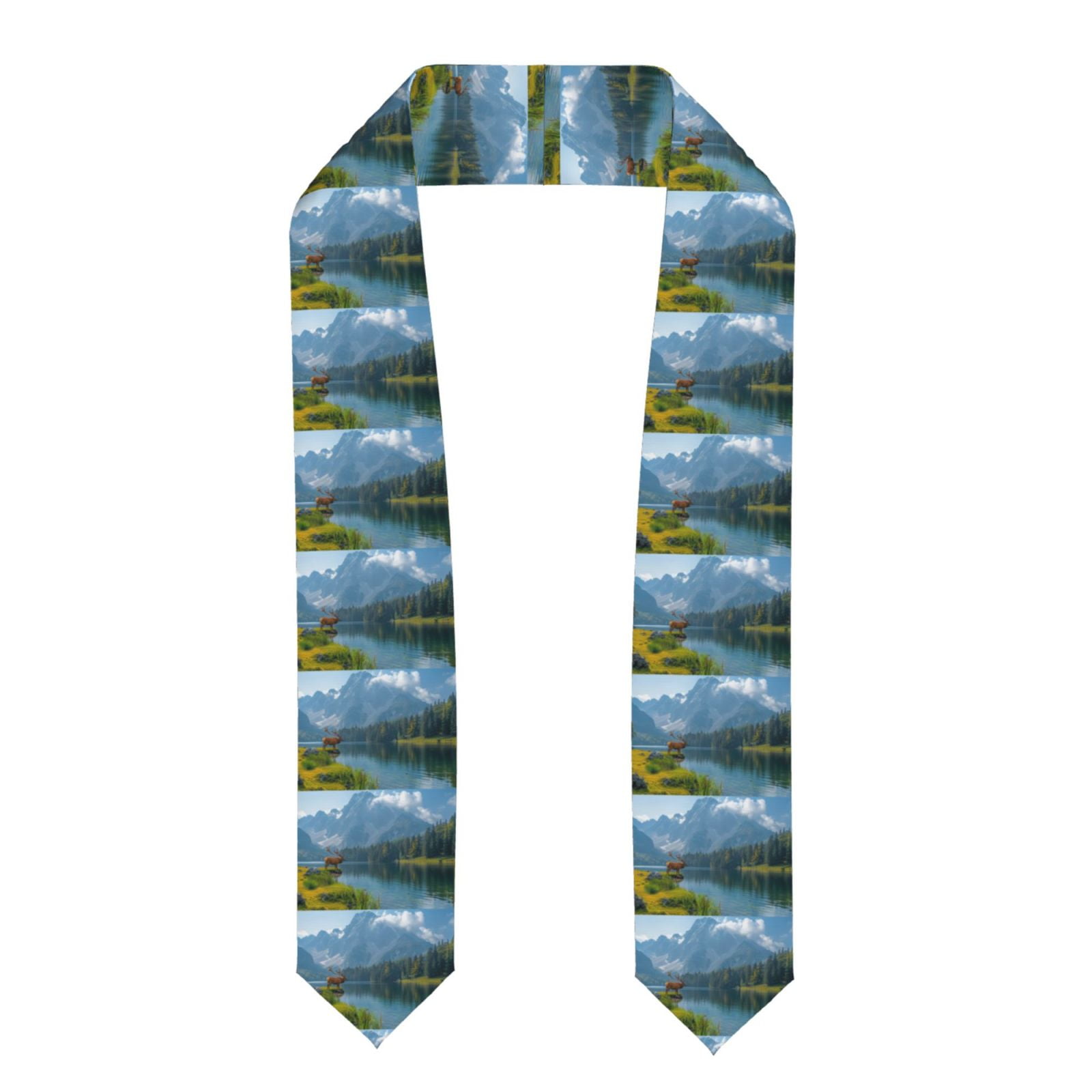 Rateoe Majestic Deer Mountain Lake Pattern Graduation Shawl Stole ...