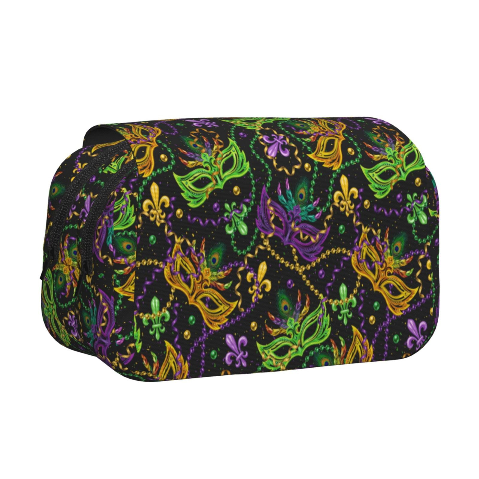 Rateoe Mardi Gras Surface Pattern Double Clamshell Pen Case, Storage ...