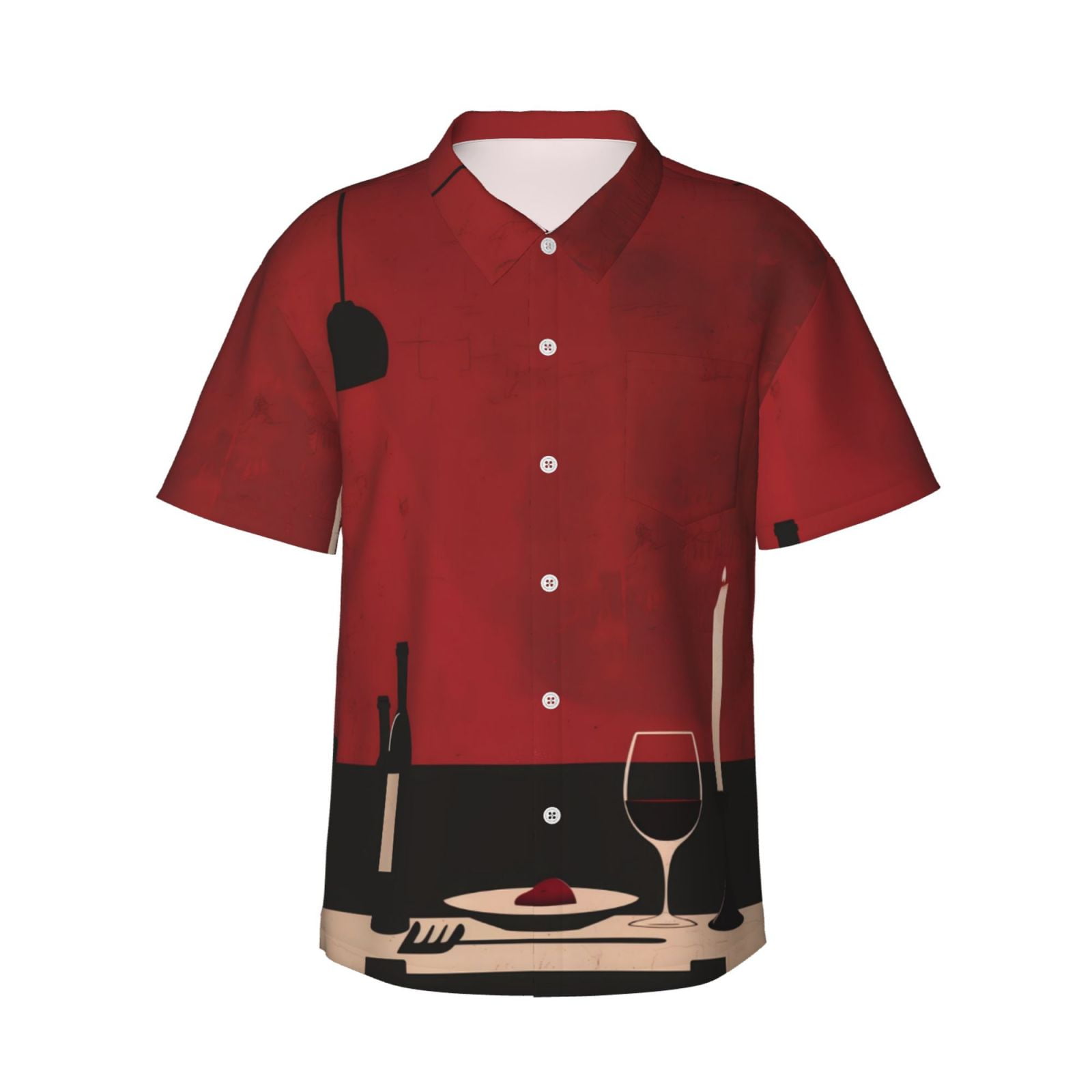 Rateoe Minimalist Romantic Dinner Pattern Men’s Hawaiian Shirt – Short ...