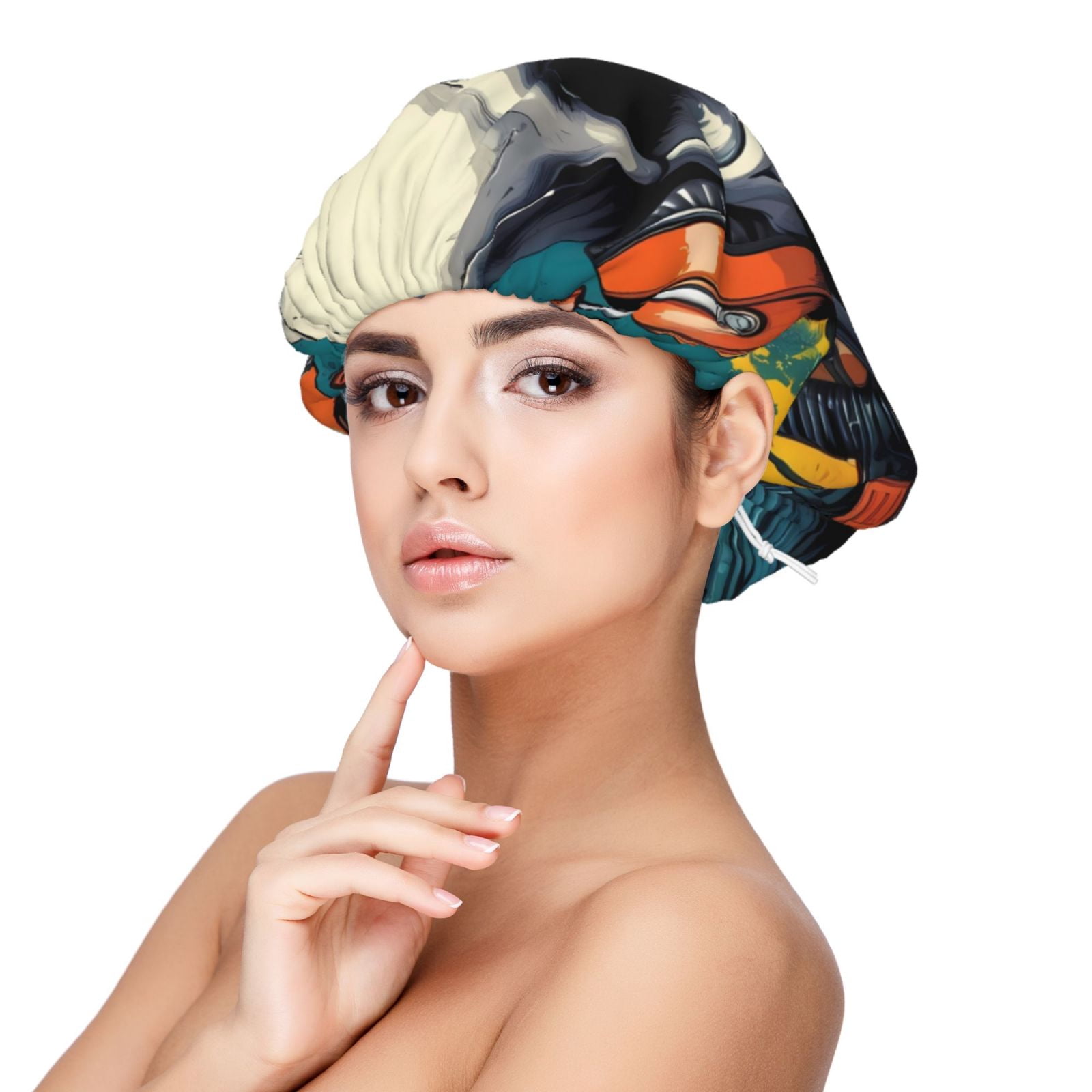 Rateoe Modern Hip-Hop Skull Pattern Silk Satin Hair Bonnet for Sleeping ...
