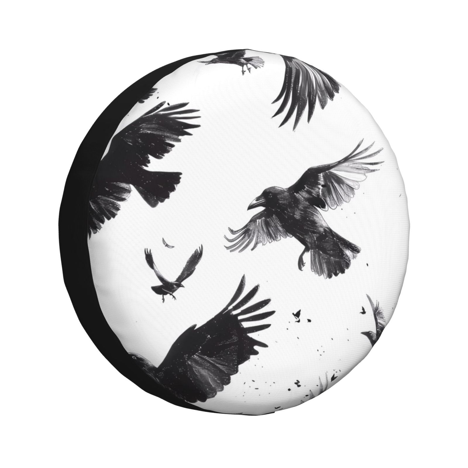 Rateoe Monochrome Flying Ravens Pattern Tire Cover Wheel Protectors ...
