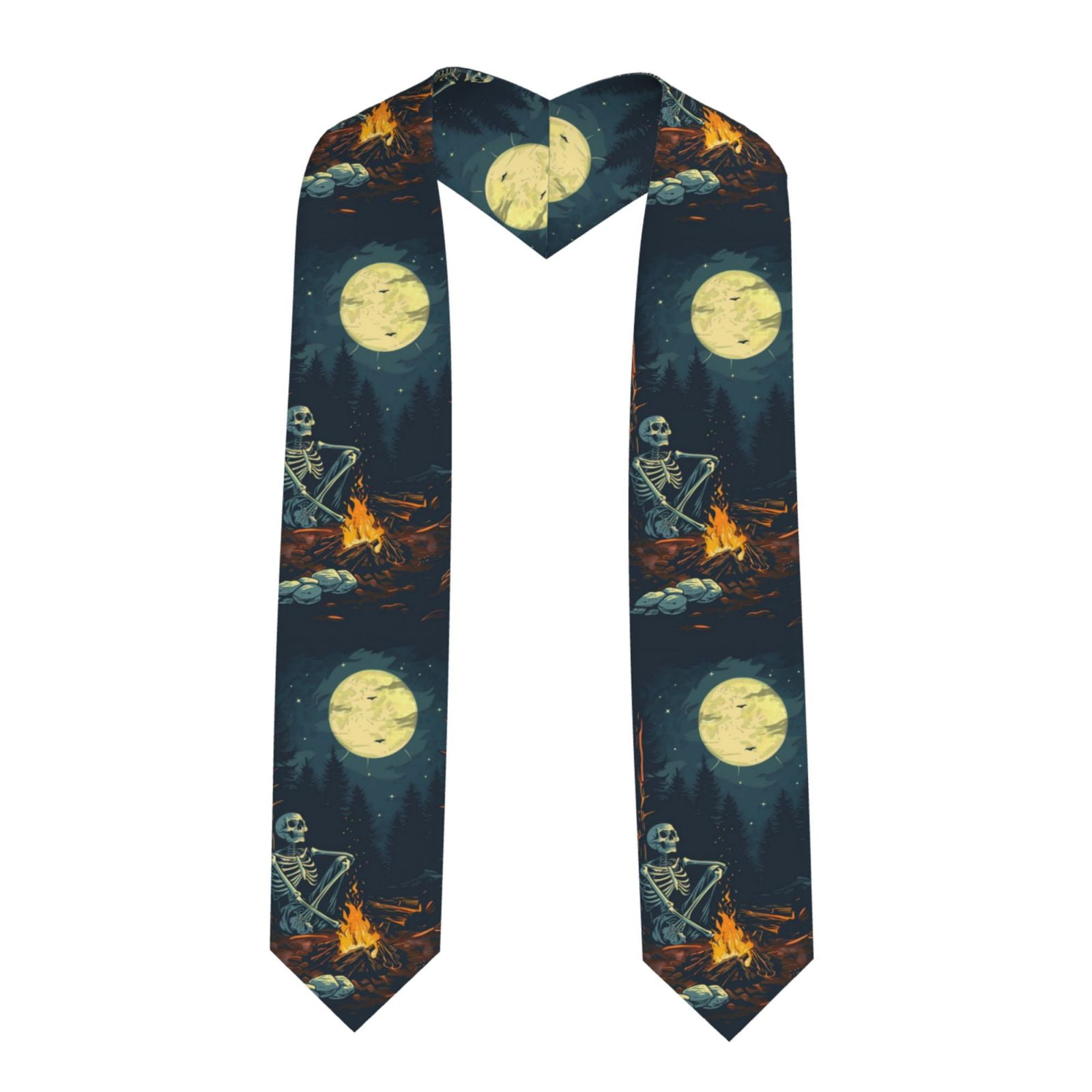 Rateoe Moonlit Skeleton Campfire Pattern Graduation Shawl Stole ...