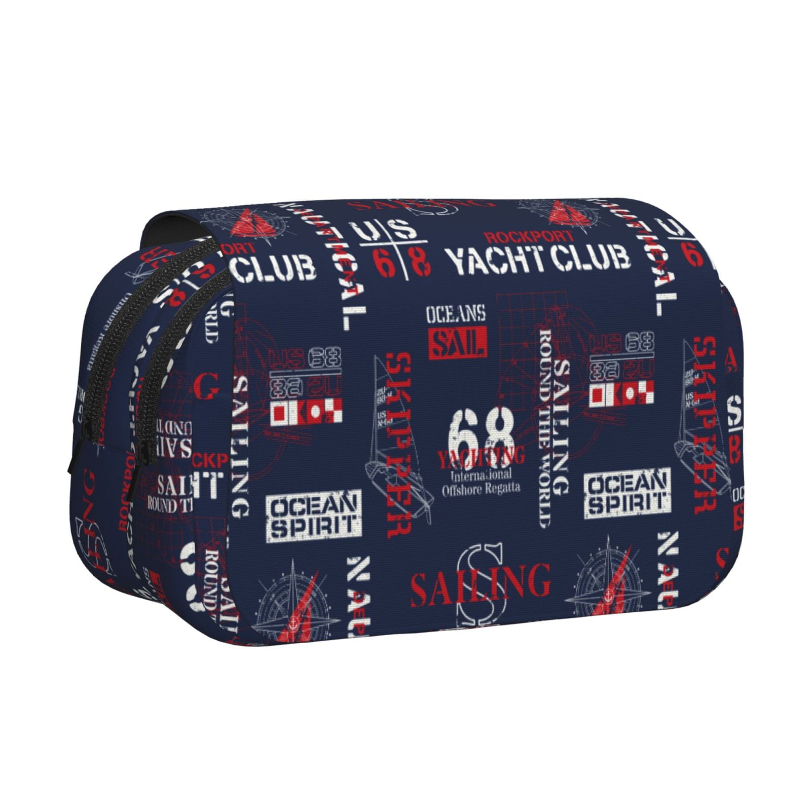 Rateoe Nautical Style Sailboat Pattern Double Clamshell Pen Case ...