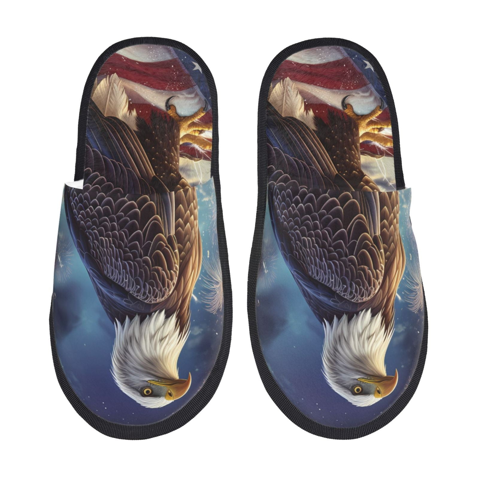 Rateoe Night Sky Bald Eagle Pattern Fuzzy Slippers Fuzzy Soft House ...