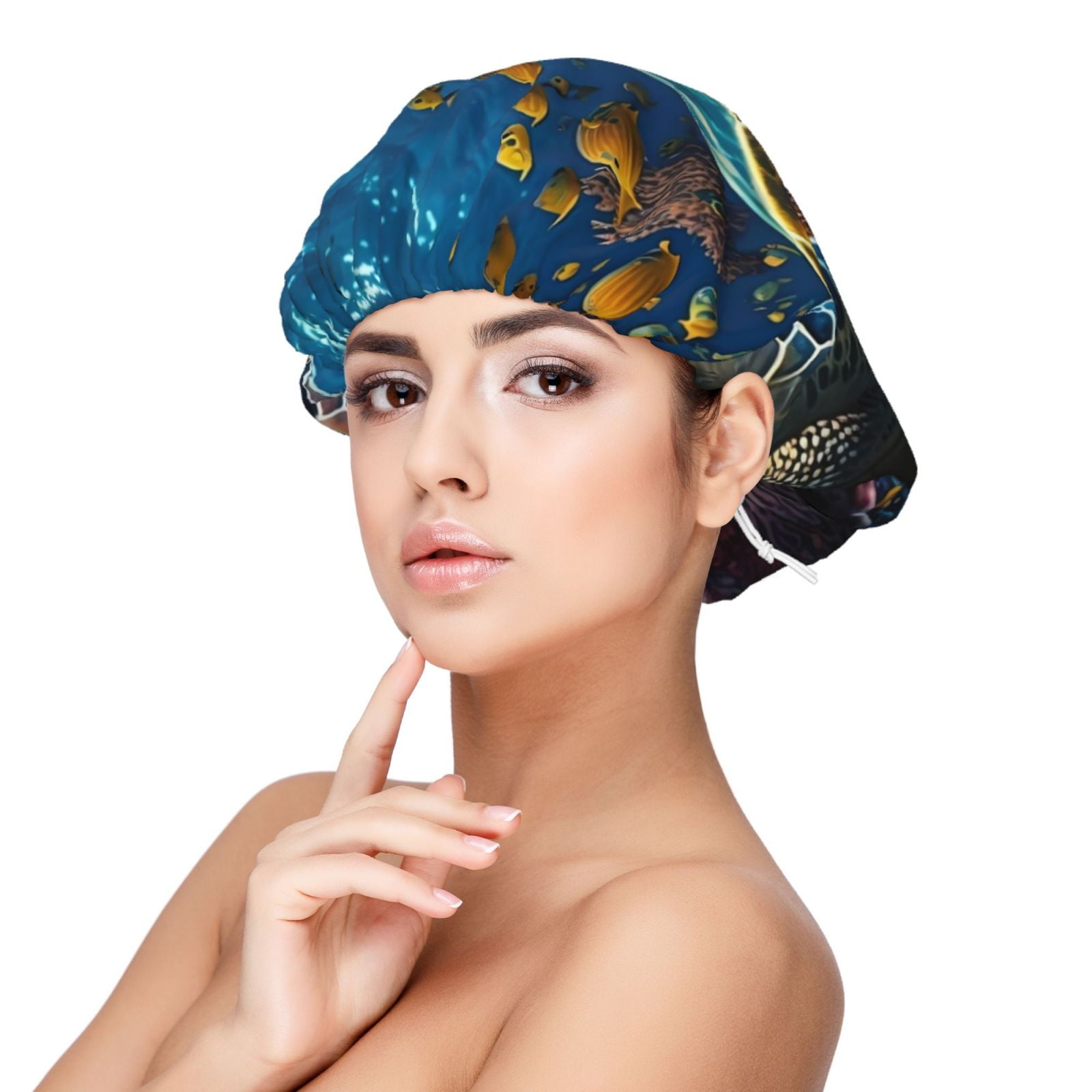 Rateoe Ocean Coral Turtle Pattern Silk Satin Hair Bonnet for Sleeping ...