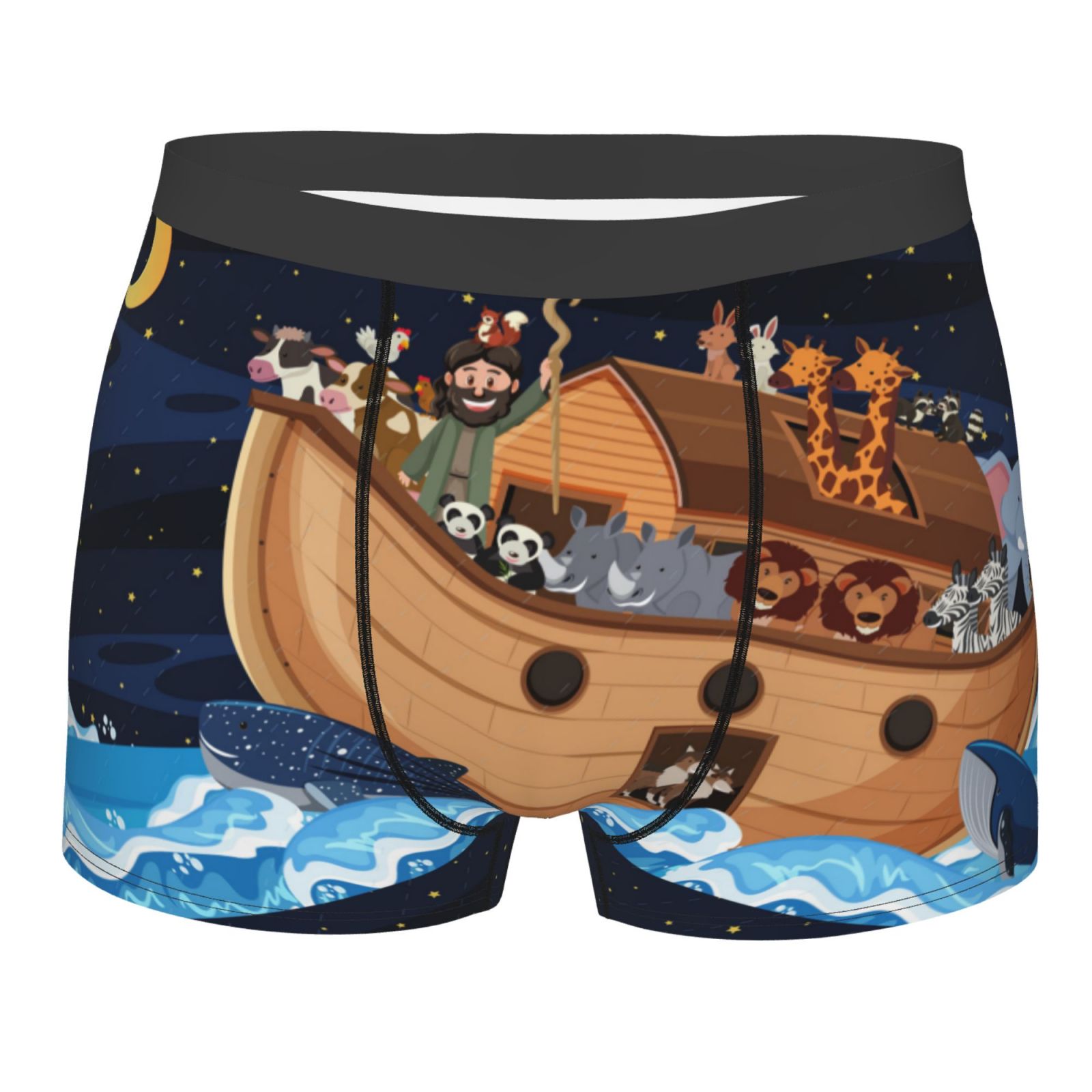 Rateoe Ocean Scene with Noah's Ark Mens Boxer Briefs Poly Spandex ...