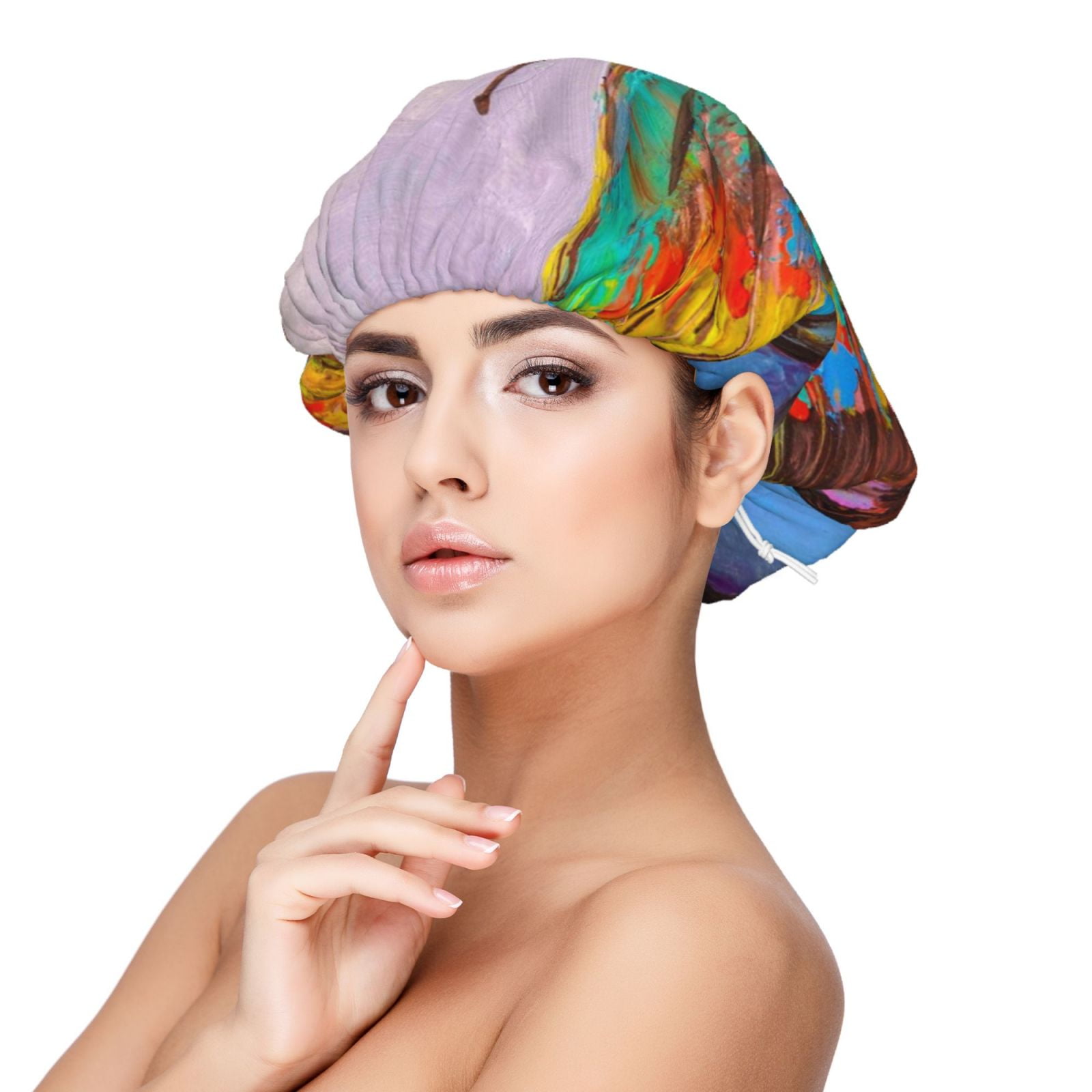 Rateoe Oil Painting Beautiful Butterfly Pattern Silk Satin Hair Bonnet ...