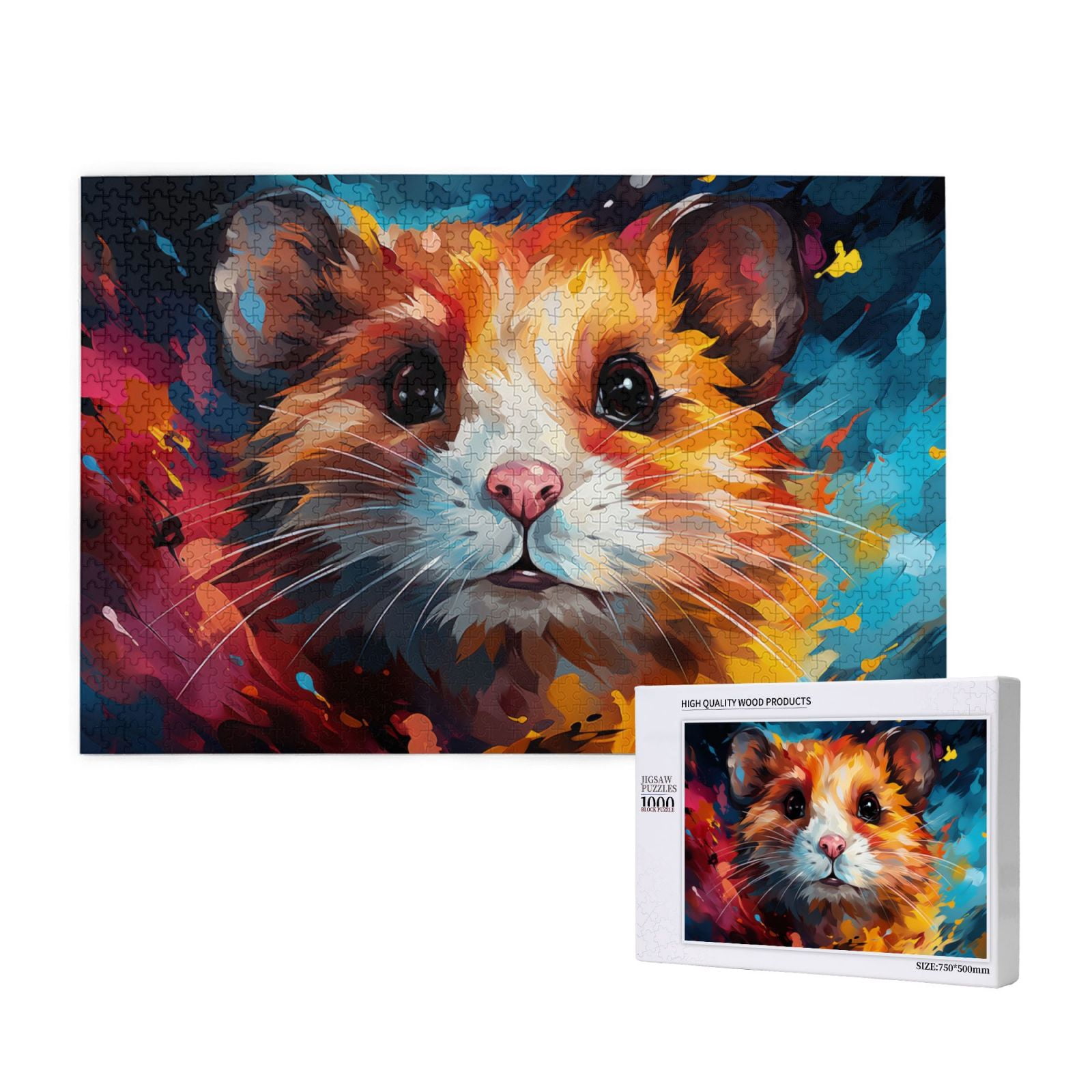 Rateoe Oil Painting Colorful Hamster Pattern Wooden Picture Puzzle ...