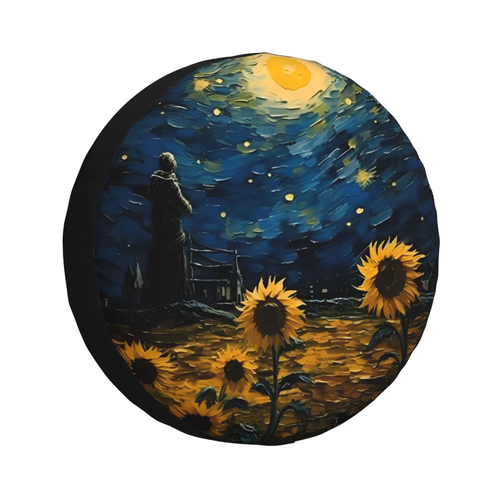 Rateoe Oil Starry Sky Sunflower Pattern Tire Cover Wheel Protectors ...