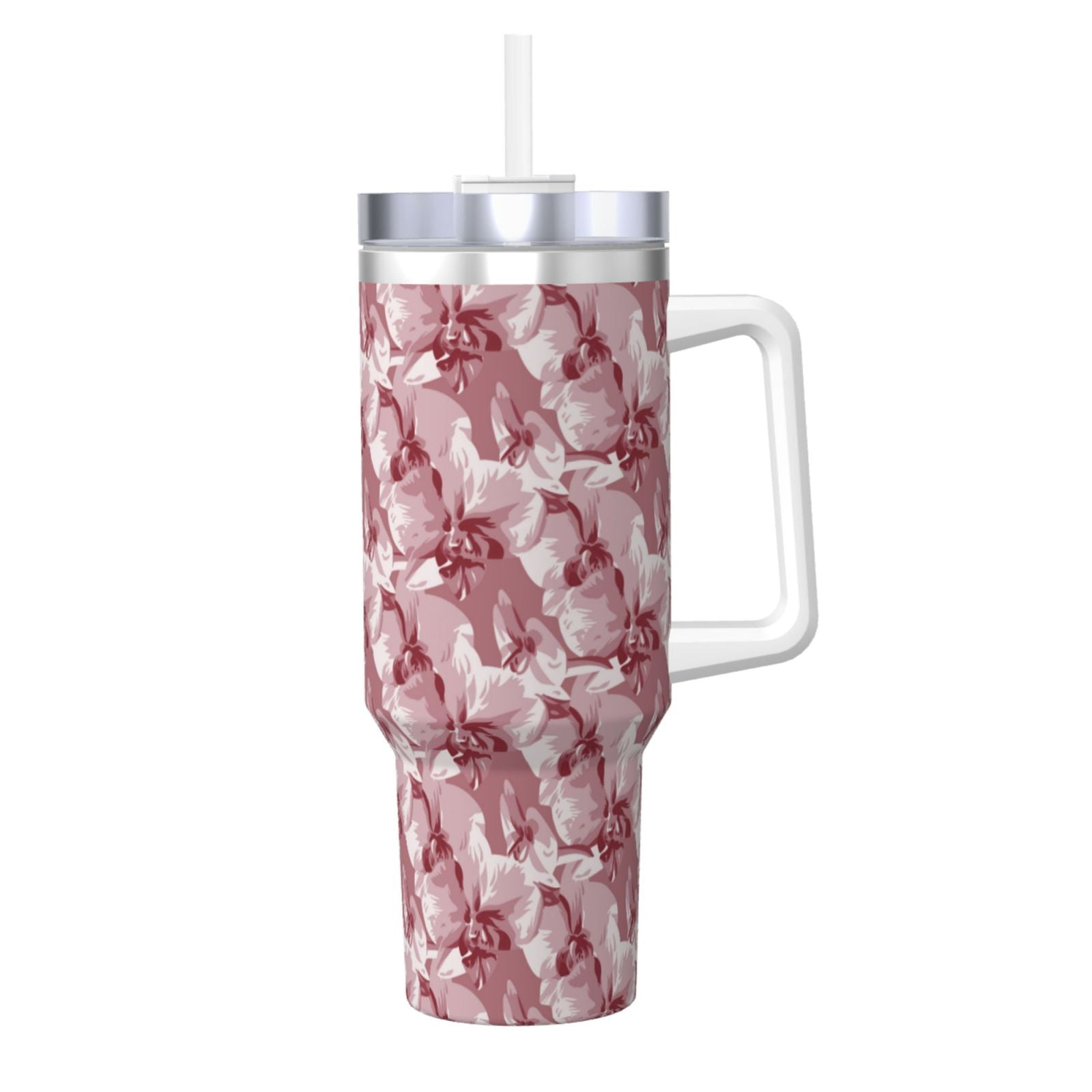Rateoe Orchids Flowers Printed 40OZ Ice Bully With Handle - Stainless ...