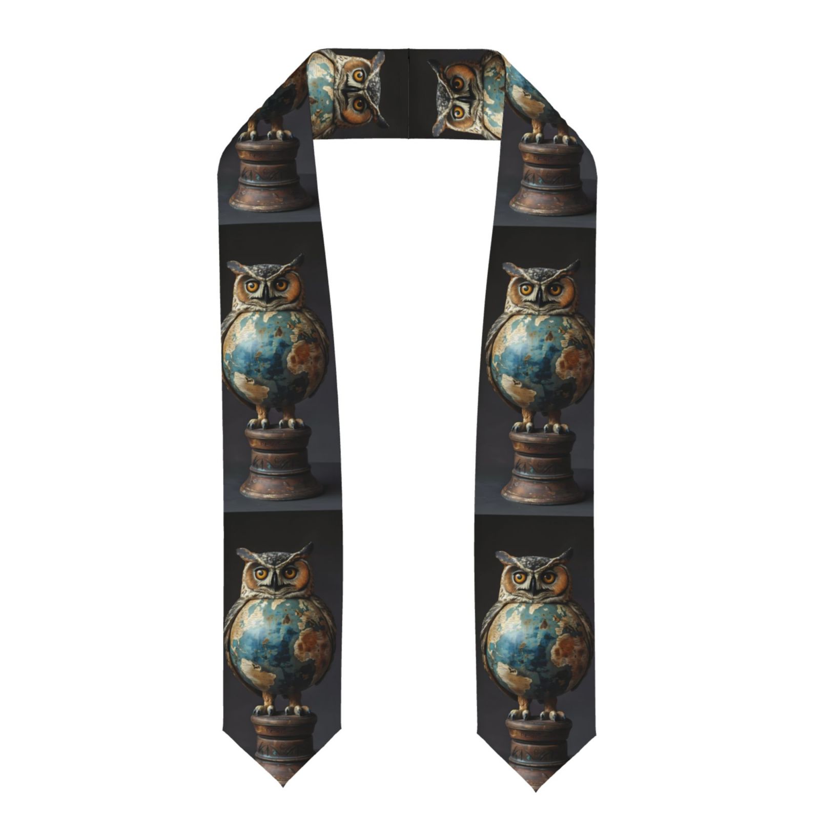 Rateoe Owl Globe Sculpture Pattern Graduation Shawl Stole – Elegant ...