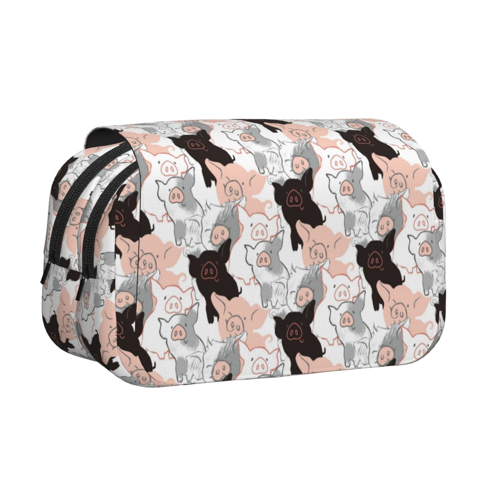 Rateoe Pigs Pattern Double Clamshell Pen Case, Storage Organizer with ...