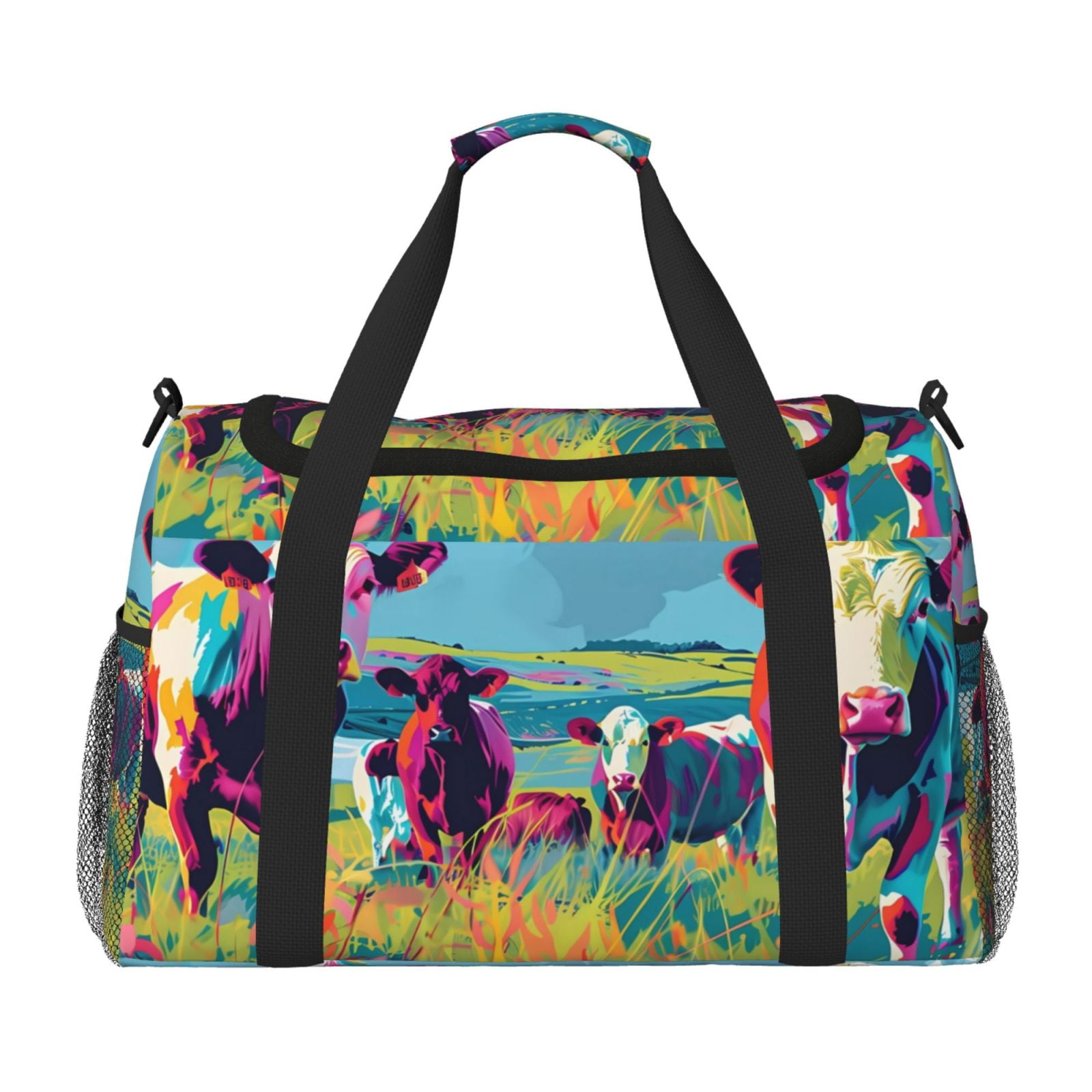 Rateoe Pop Art Colorful Cows Pattern Gym Bag for Women, Duffle Bag for ...