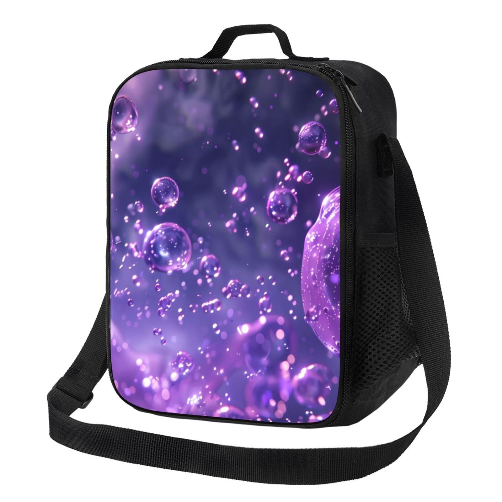 Rateoe Purple Bubble Abstract Art Lunch Bag Reusable Lunch Box with ...