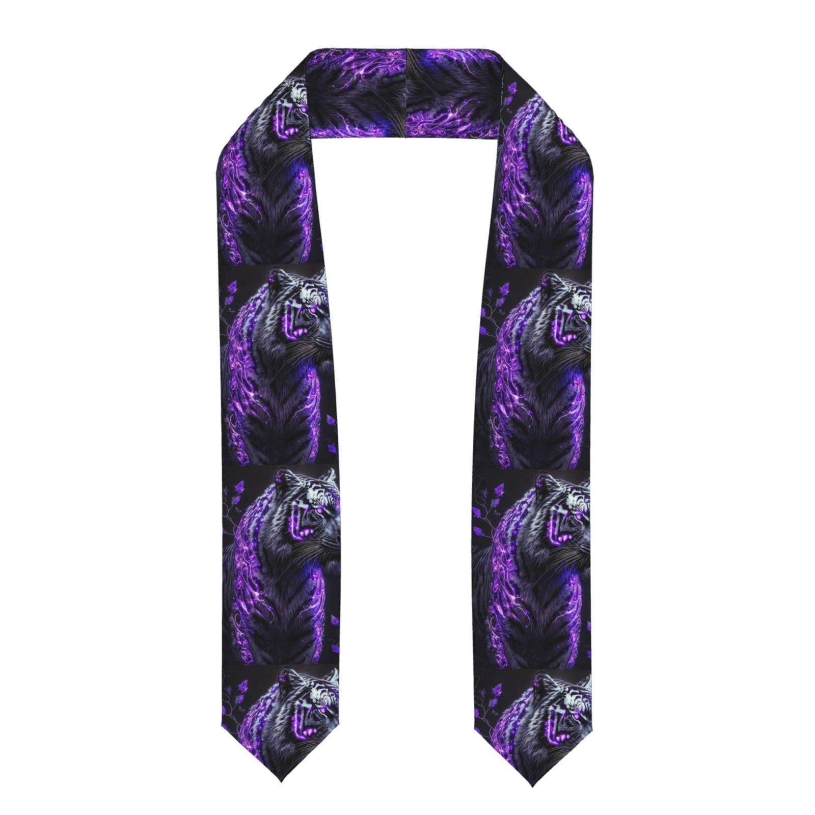 Rateoe Purple Plant White Tiger Pattern Graduation Shawl Stole ...