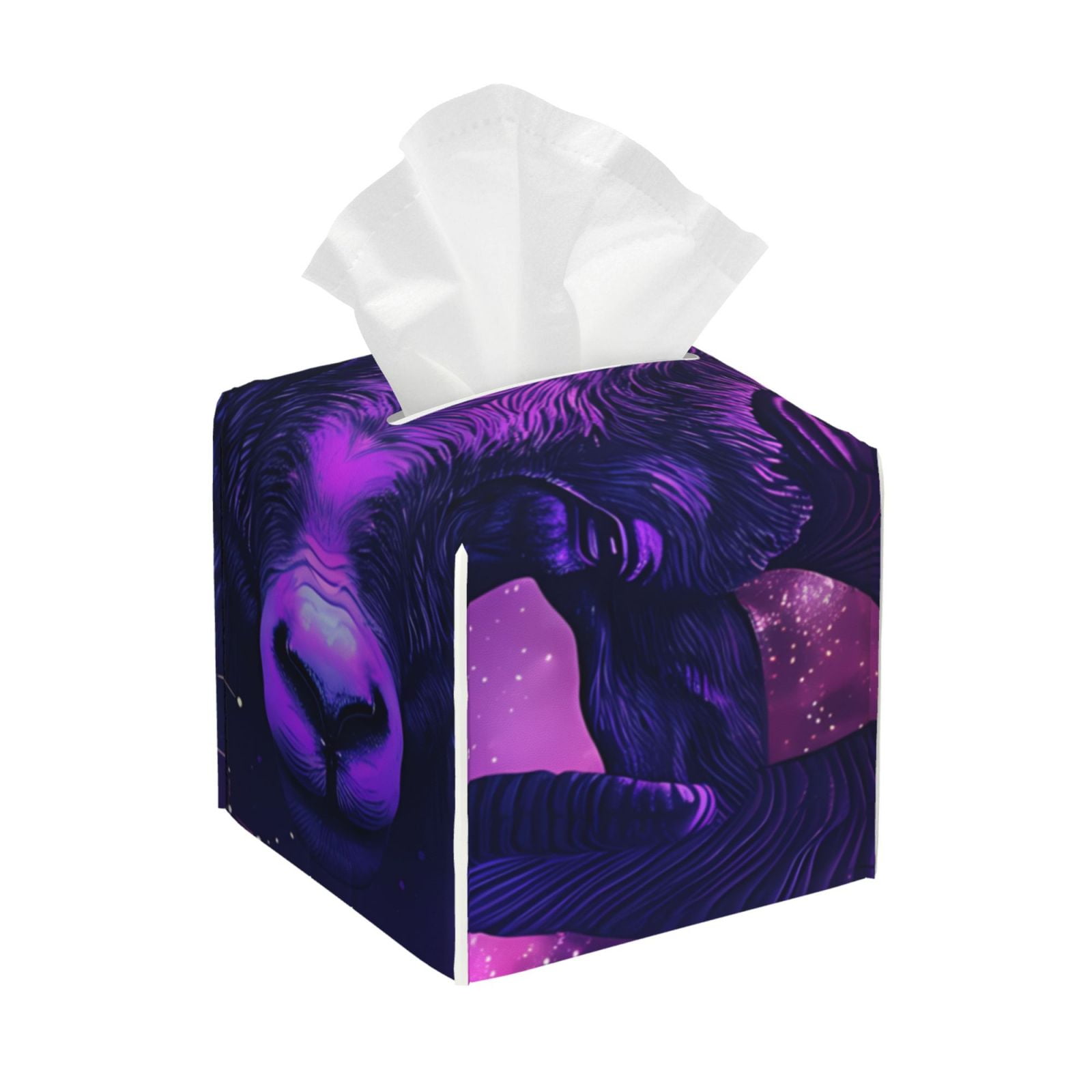 Rateoe Purple Starry Sky Antelope Pattern Tissue Box Cover, Modern ...