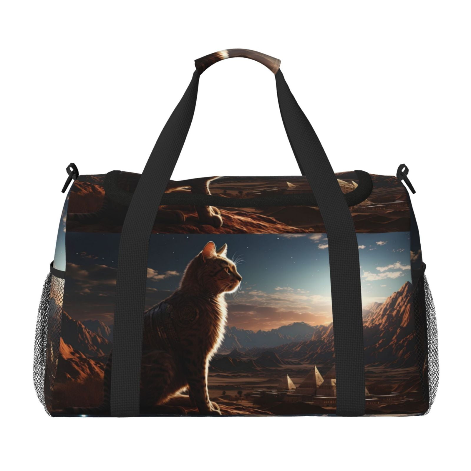 Rateoe Pyramid Desert Cat Pattern Gym Bag for Women, Duffle Bag for ...