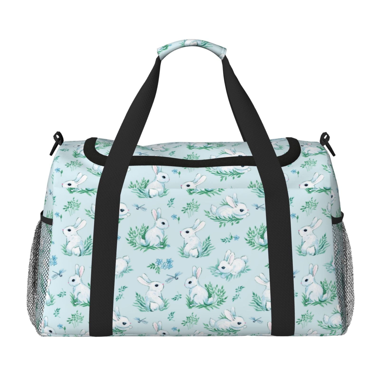 Rateoe Rabbit And Dragonfly Pattern Gym Bag for Women, Duffle Bag for ...