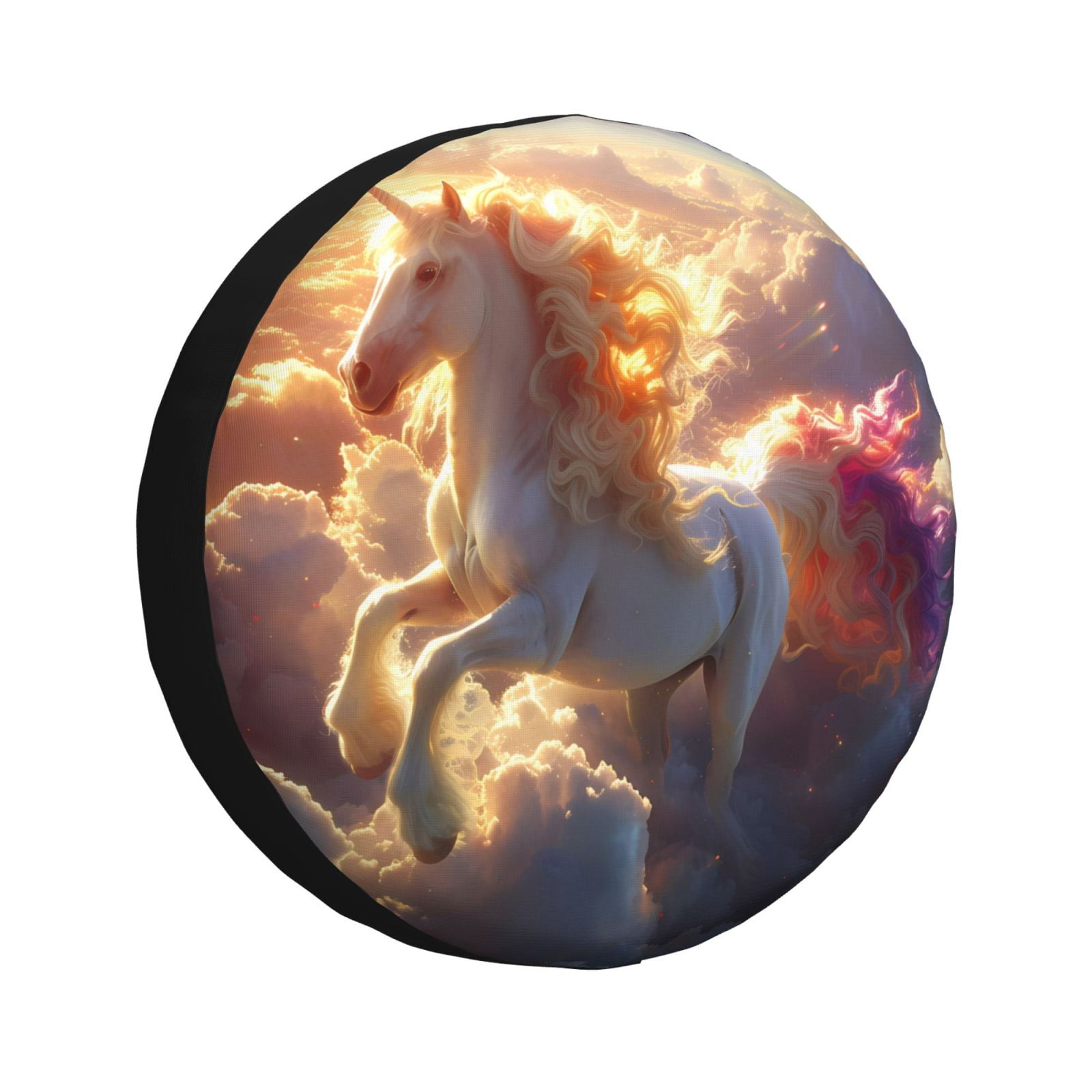Rateoe Rainbow Cloud White Horse Pattern Tire Cover Wheel Protectors ...