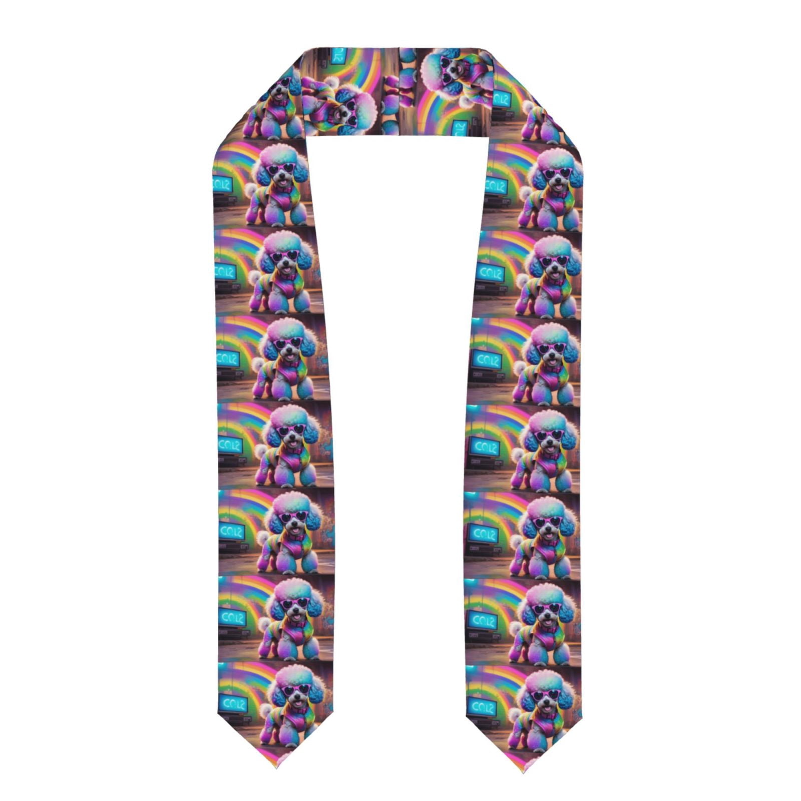 Rateoe Rainbow Poodle Urban Street Pattern Graduation Shawl Stole ...