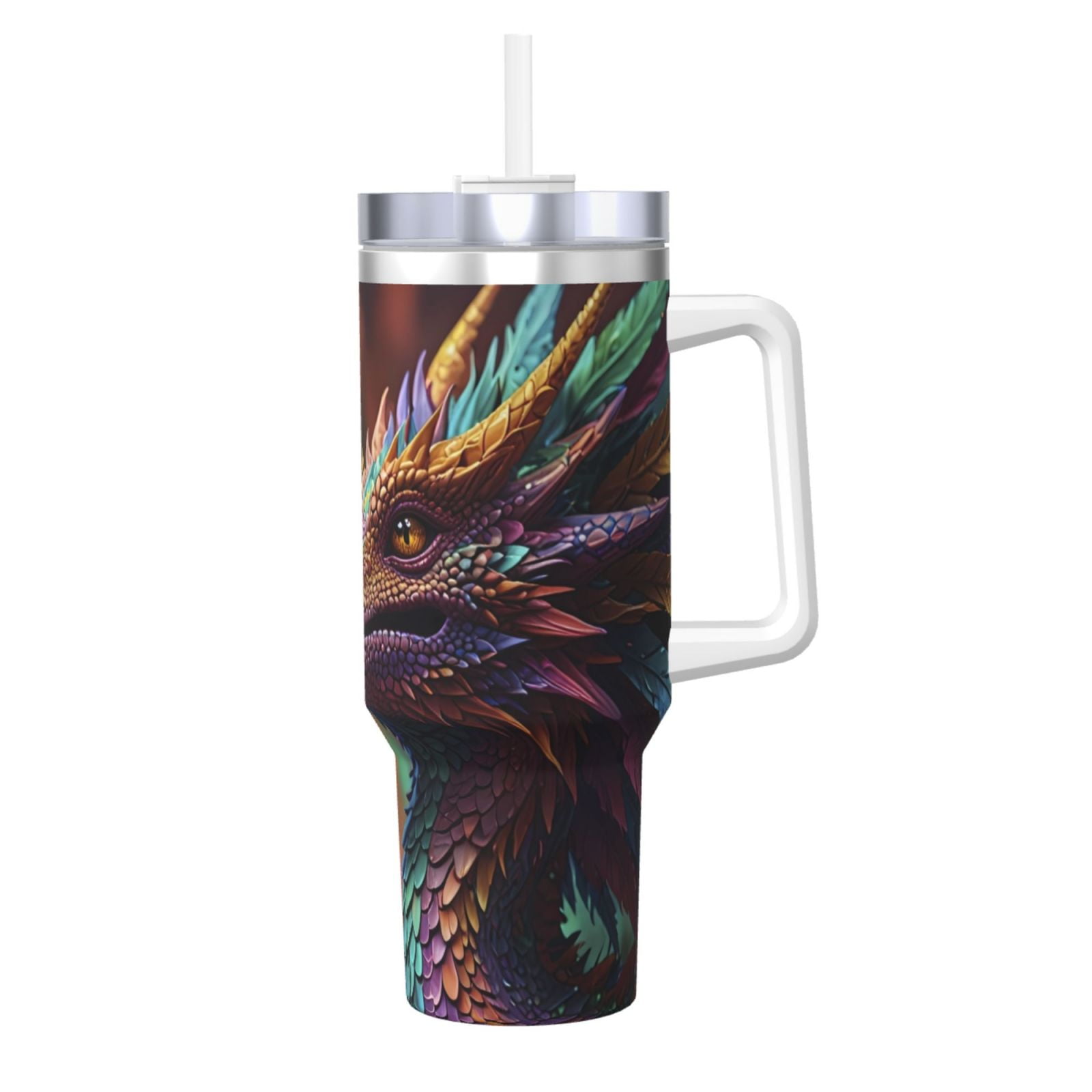 Rateoe Rainbow Scales Fantasy Dragon Printed 40OZ Ice Bully With Handle ...