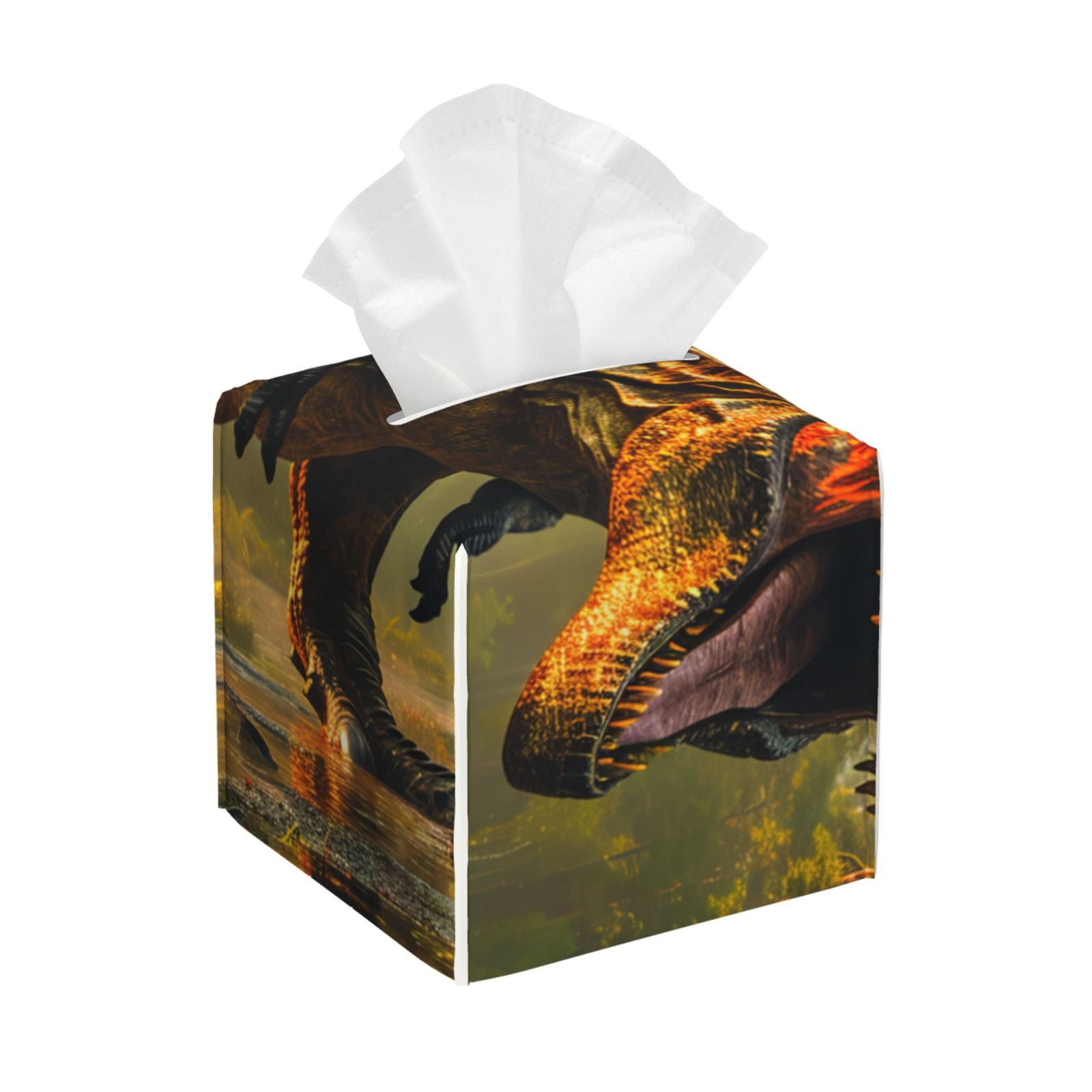 Rateoe Realistic Style Forest Dinosaur Pattern Tissue Box Cover, Modern ...