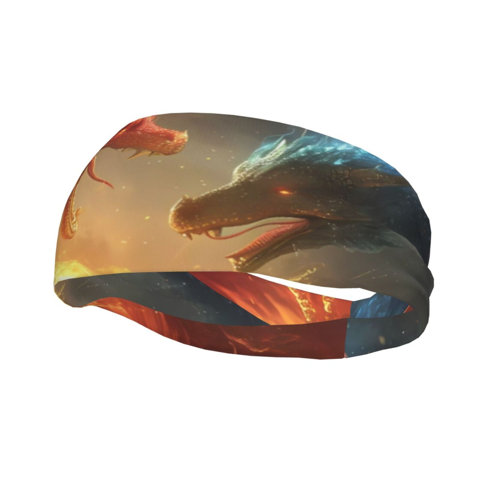 Rateoe Red And Blue Fire Dragon B Pattern Sports Headbands ,Moisture ...