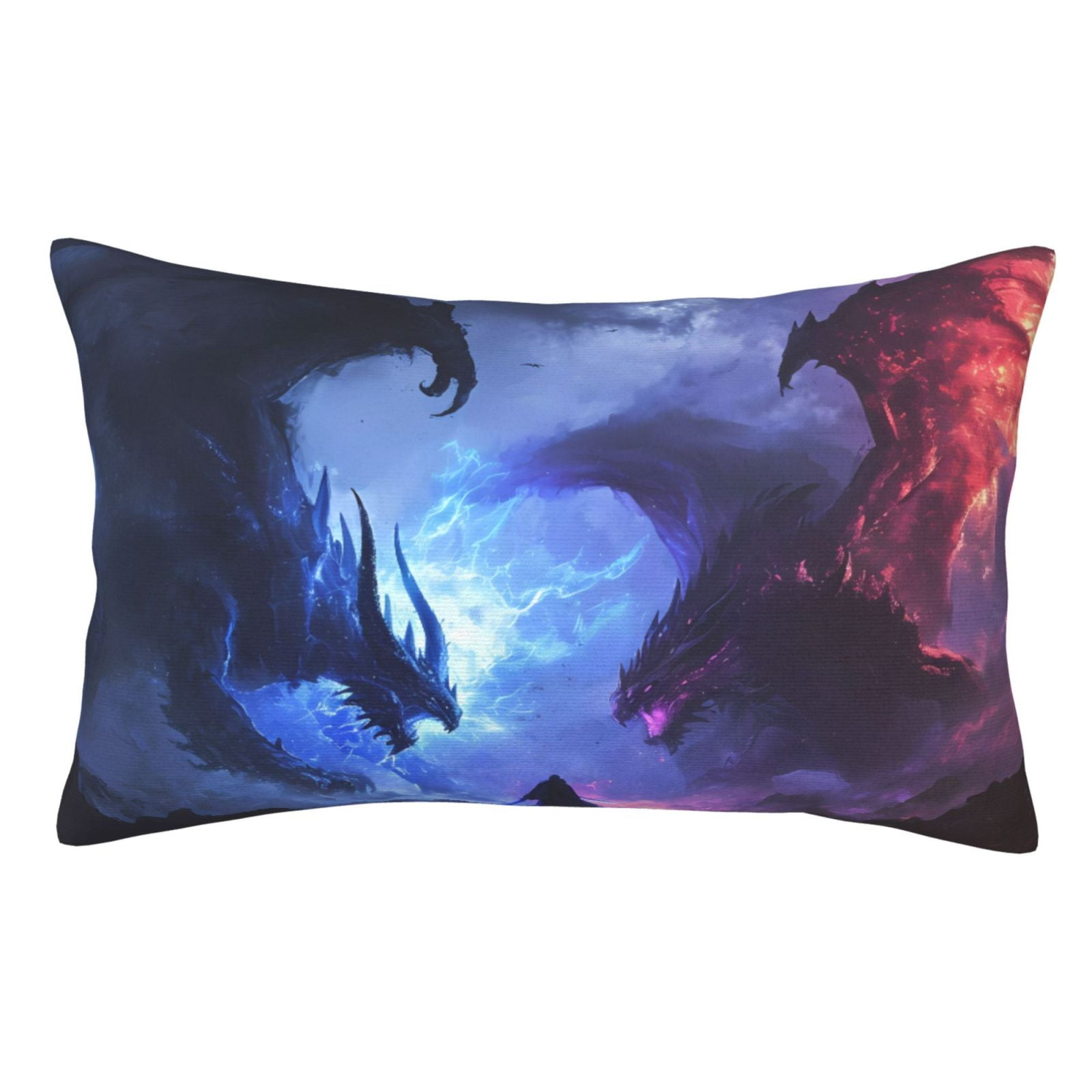 Rateoe Red And Blue Fire Dragon Pattern Decorative Pillow Case,Throw ...