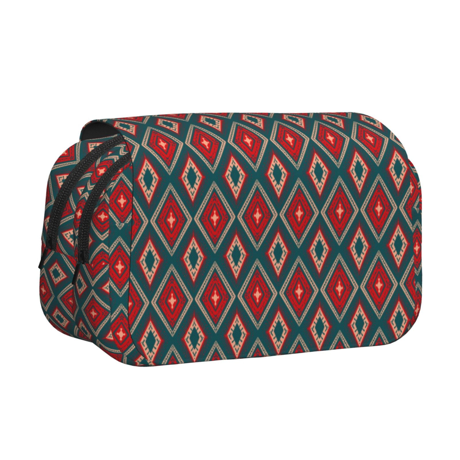 Rateoe Red And Orange On Blue Teal Pattern Double Clamshell Pen Case ...