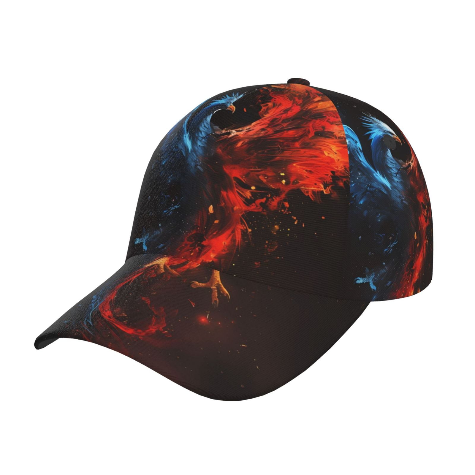 Rateoe Red And Blue Fire Bird Pattern Men’s Baseball Cap – Adjustable Curved Brim Hat, Soft ...